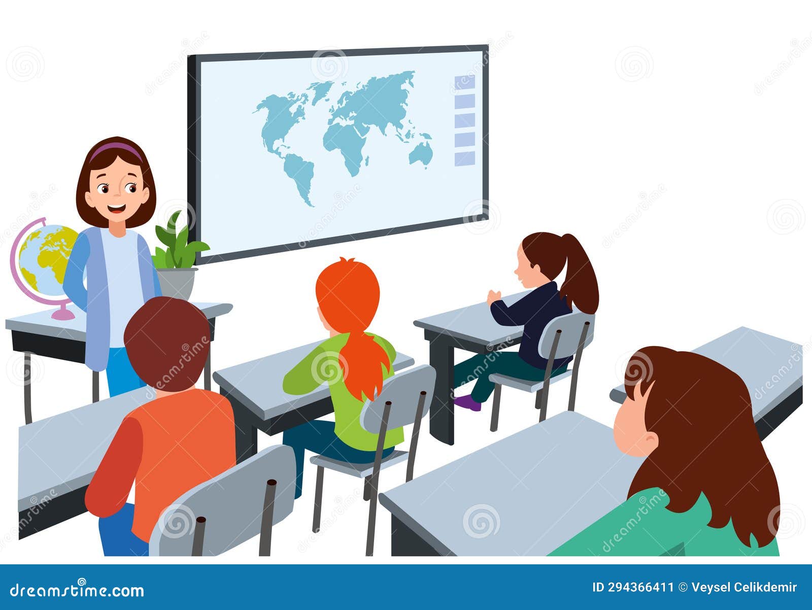 Cute Students in Class at School Stock Vector - Illustration of cartoon ...