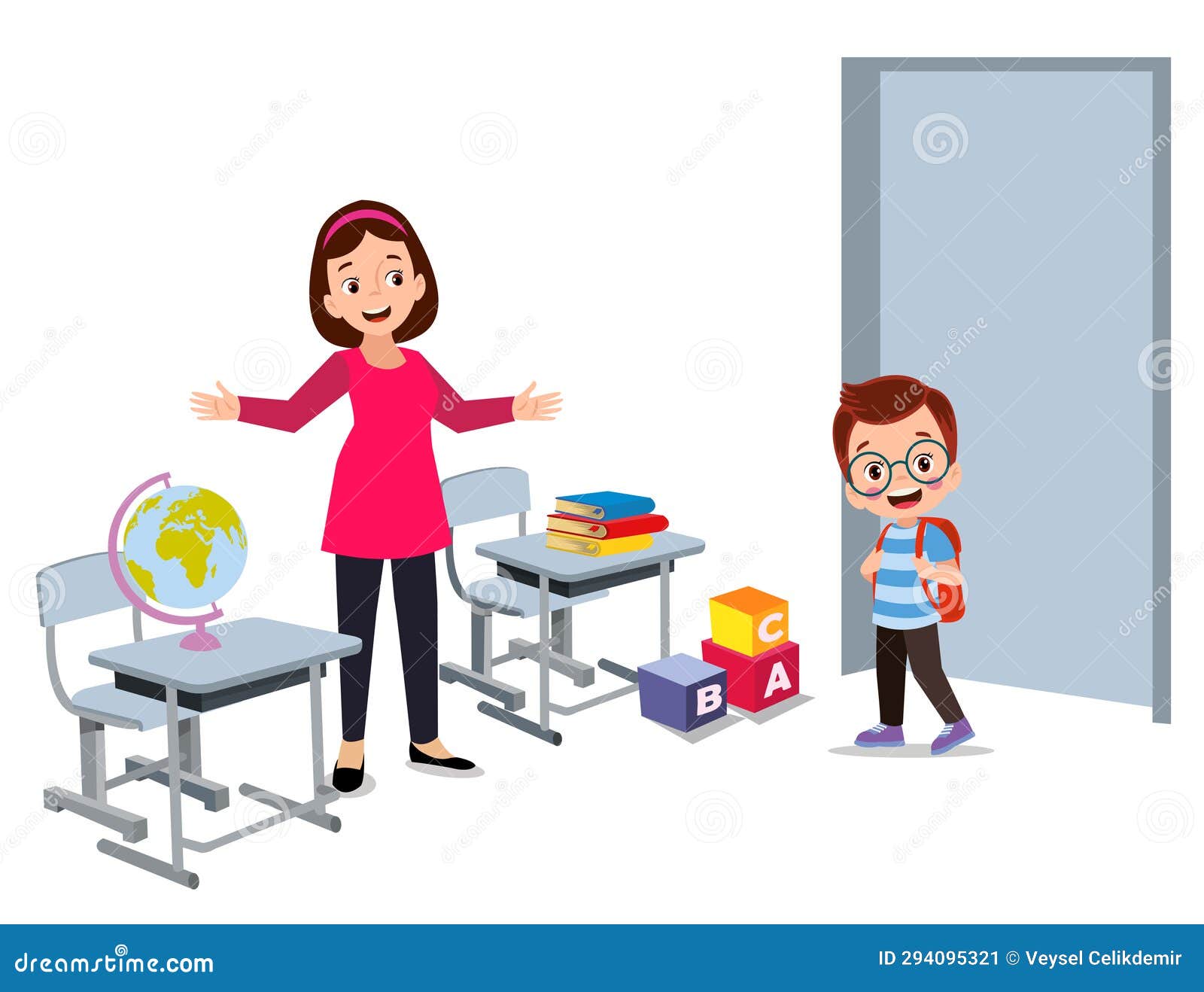 Cute Students in Class at School Stock Vector - Illustration of people ...