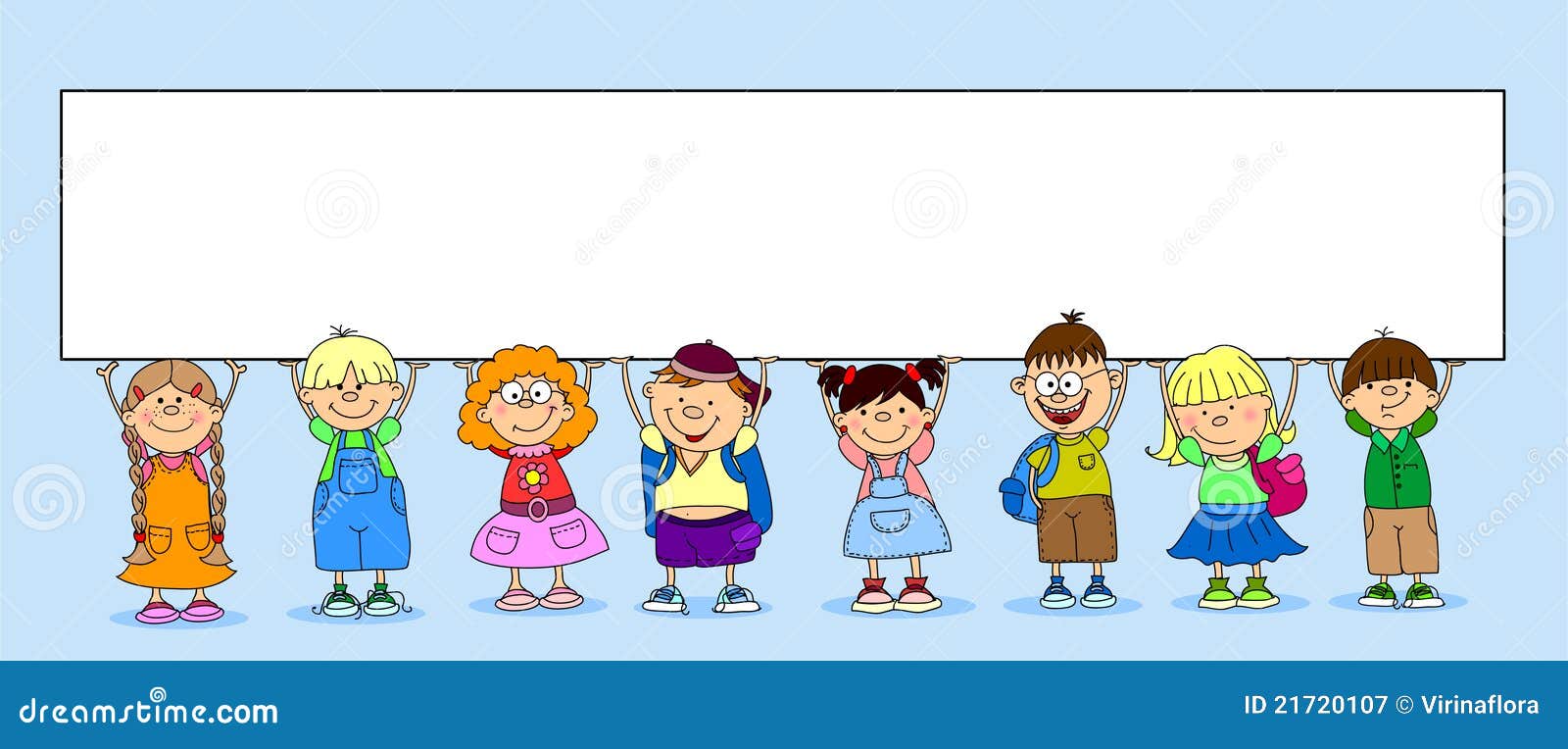 Cute Students Hold a Banner Vector Stock Vector - Illustration of globe ...