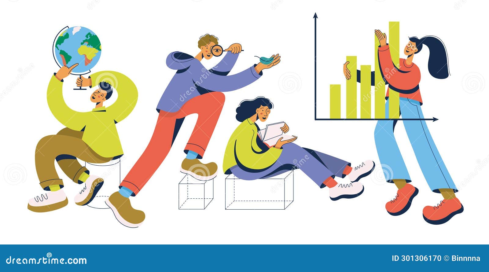 Cute Students Are Studying. Different People Participate In Education ...