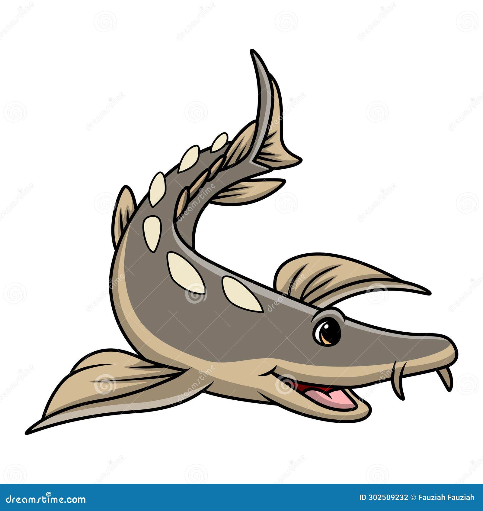 Cartoon Sturgeon Fish Vector Illustration | CartoonDealer.com #83729502