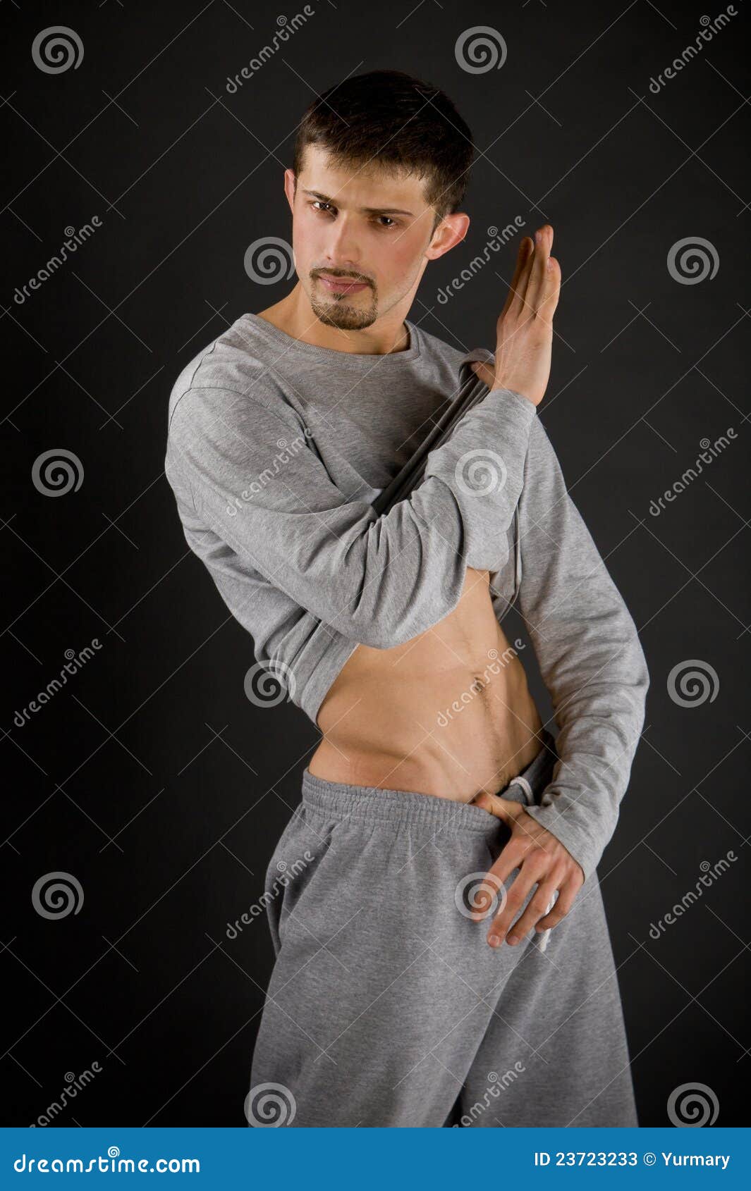 Cute Stylish Dancer in the Dance Sweatsuit Shows Stock Image - Image of ...