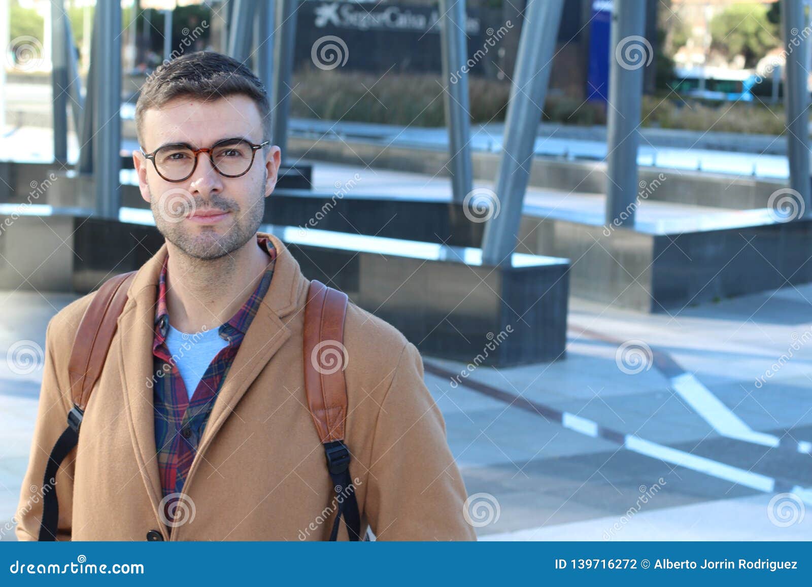 Cute Stylish Man Wearing a Backpack Stock Photo - Image of british ...