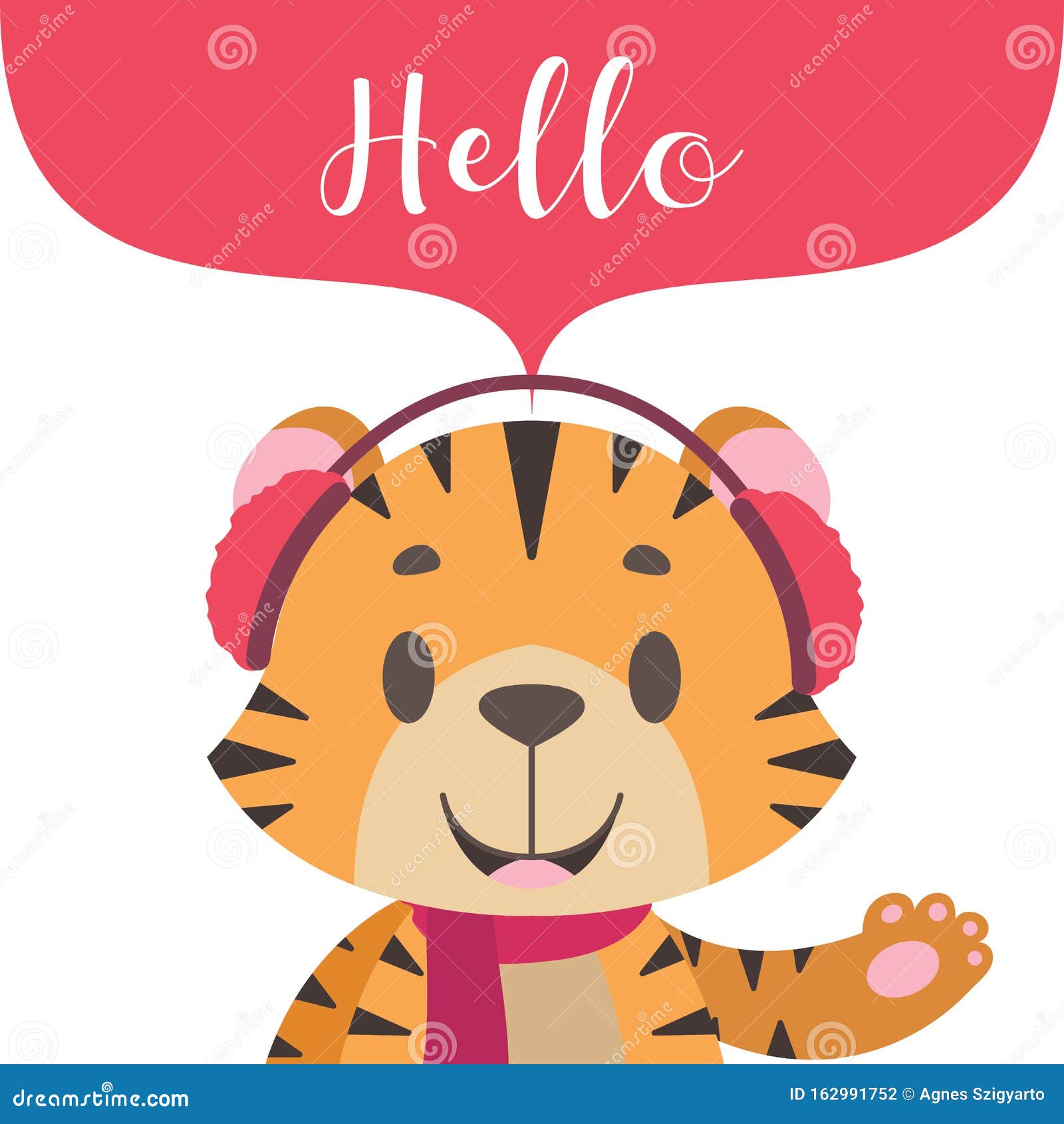 Cute Stylized Tiger with Speech Bubble Stock Vector - Illustration of ...