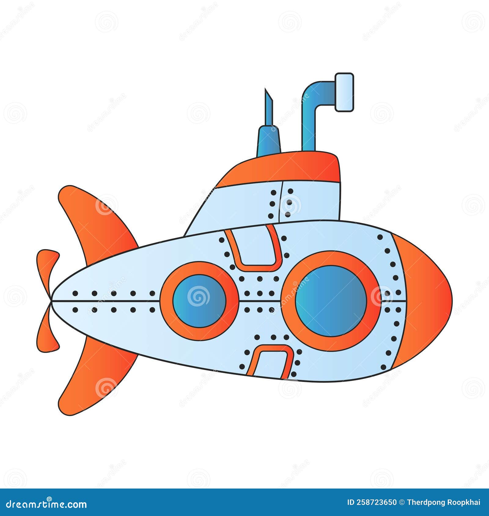 Cute of Submarine on Cartoon Version Stock Vector - Illustration of ...