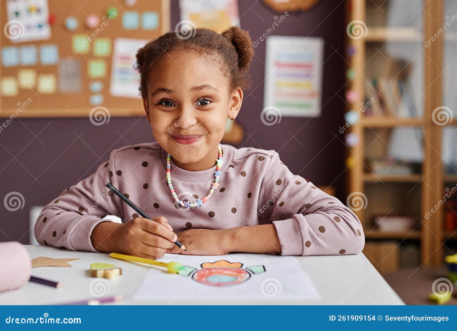 Cute Successful Learner of Primary School Looking at Camera with Smile ...