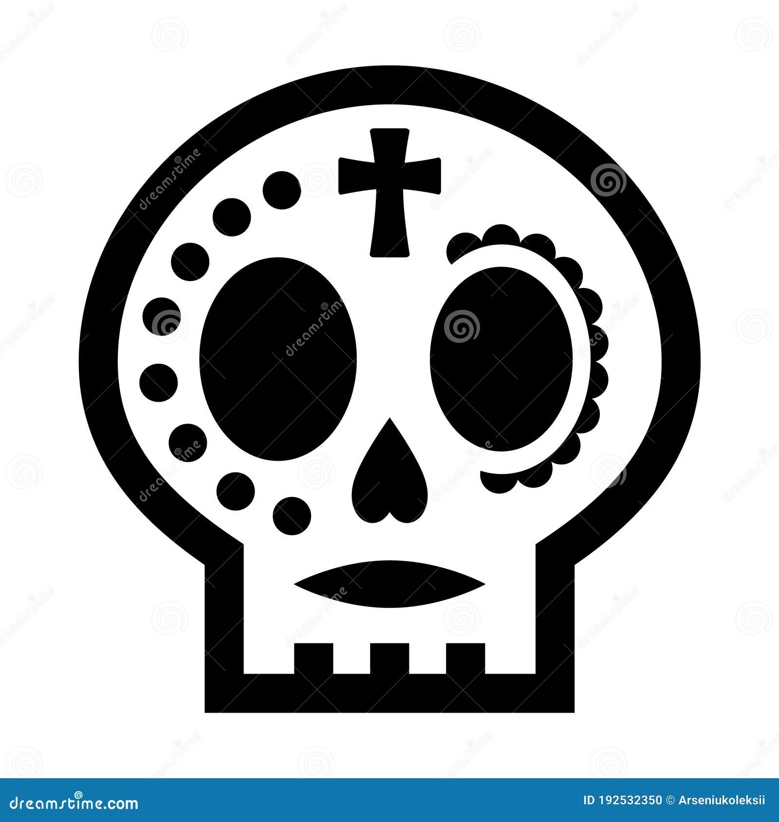 Cute sugar skull icon stock vector. Illustration of banner - 192532350