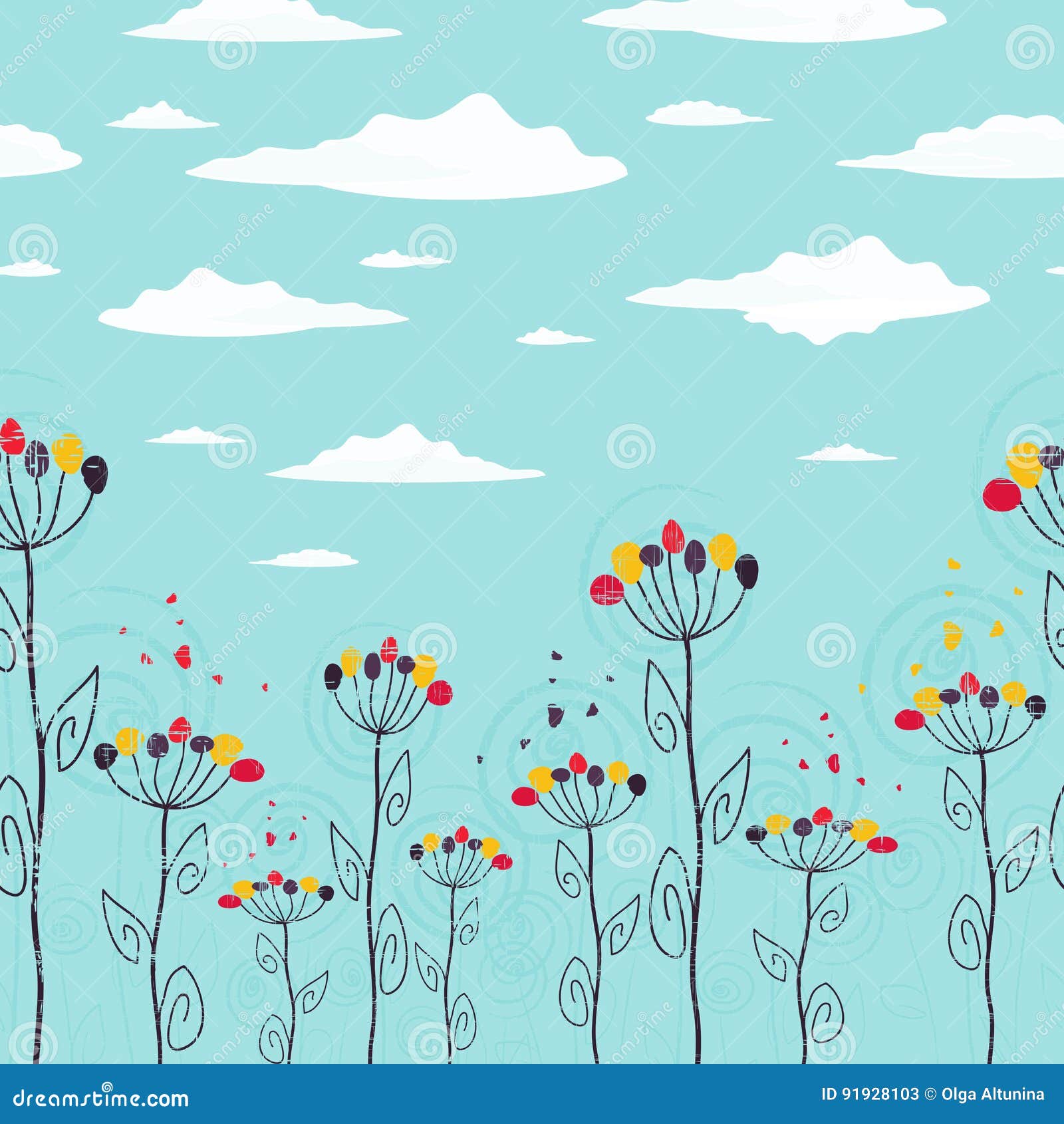 Cute Summer Floral Seamless Strip Stock Vector - Illustration of spring ...