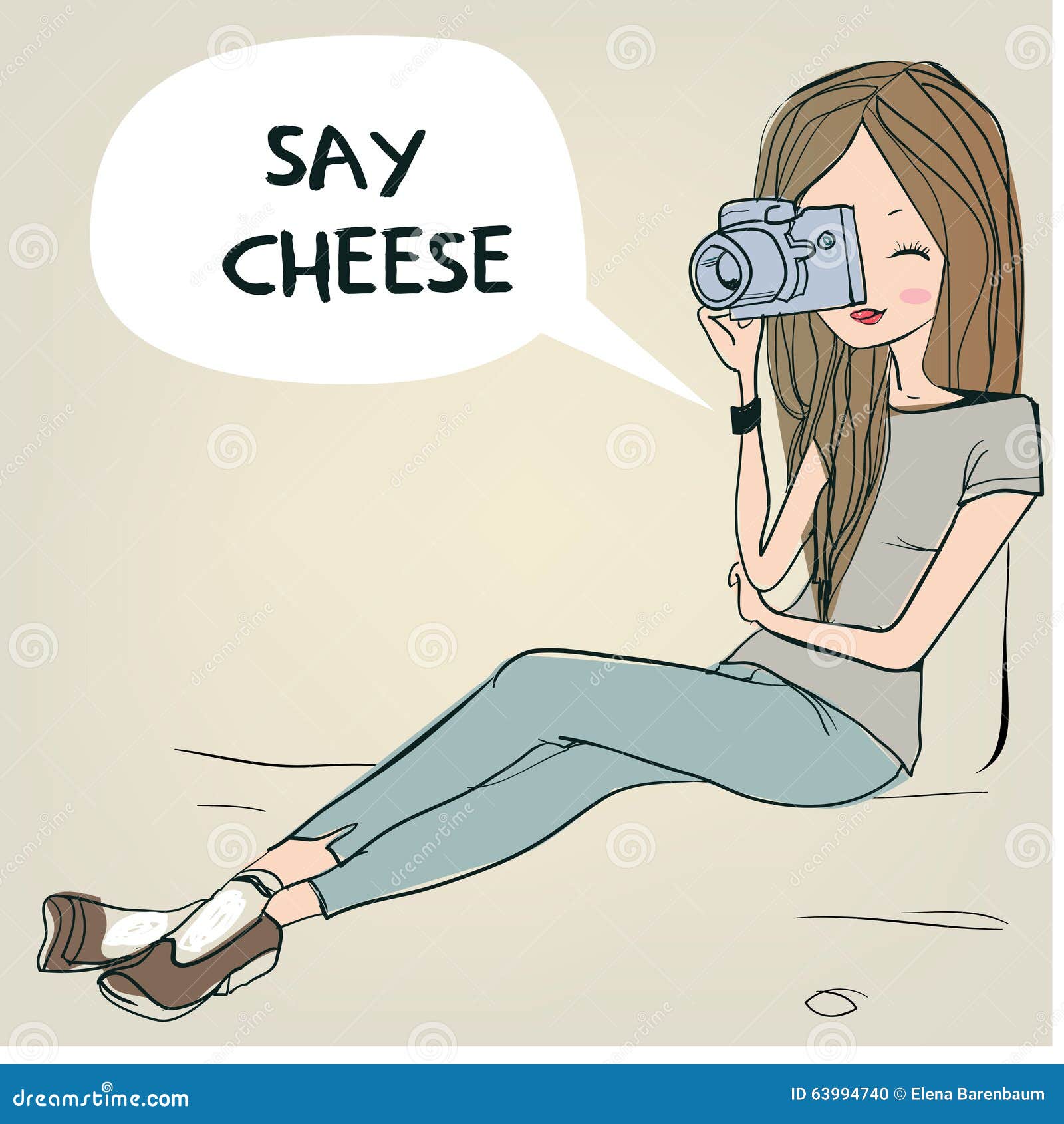 Cute Summer Girl with Camera Stock Vector - Illustration of female ...