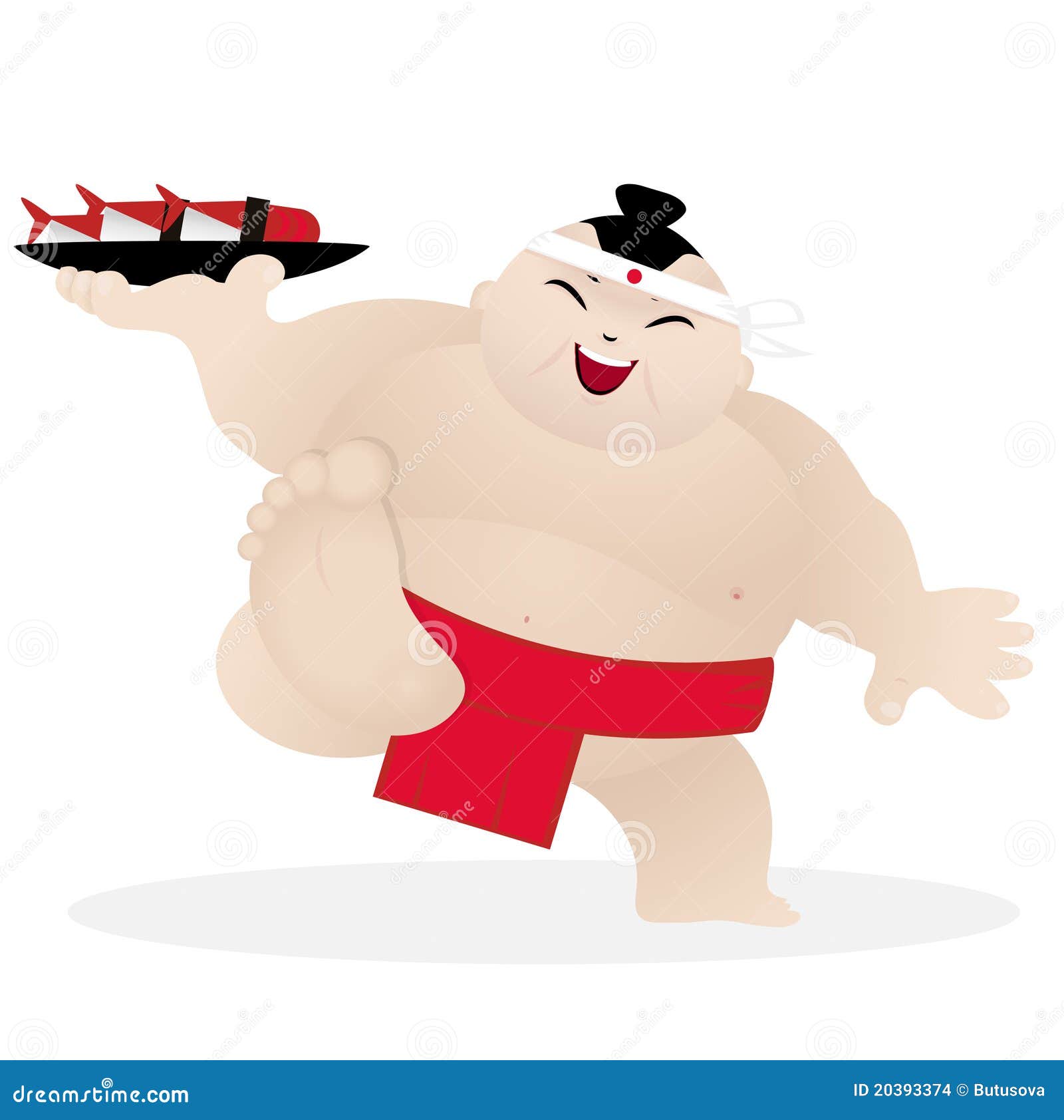 Cute Sumo Wrestler And Sushi Royalty-Free Illustration | CartoonDealer ...