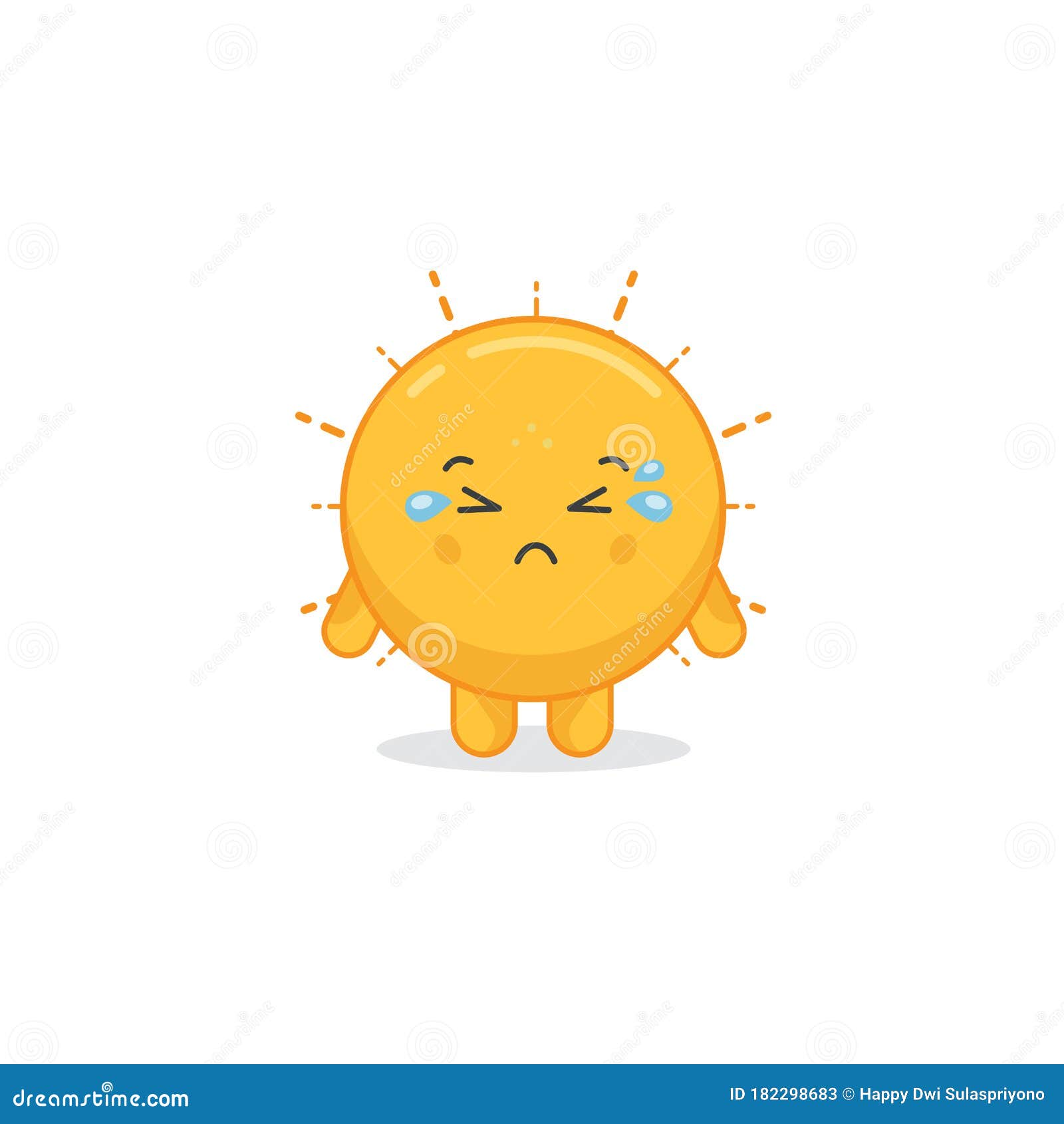 Cute Sun Character with a Sad Expression Stock Vector - Illustration of ...
