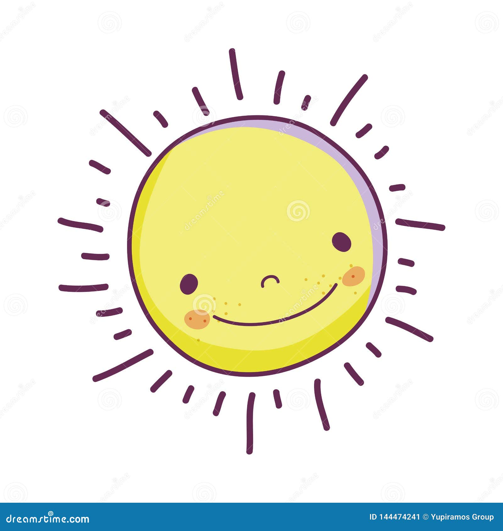 Cute sun face icon stock vector. Illustration of spring - 144474241