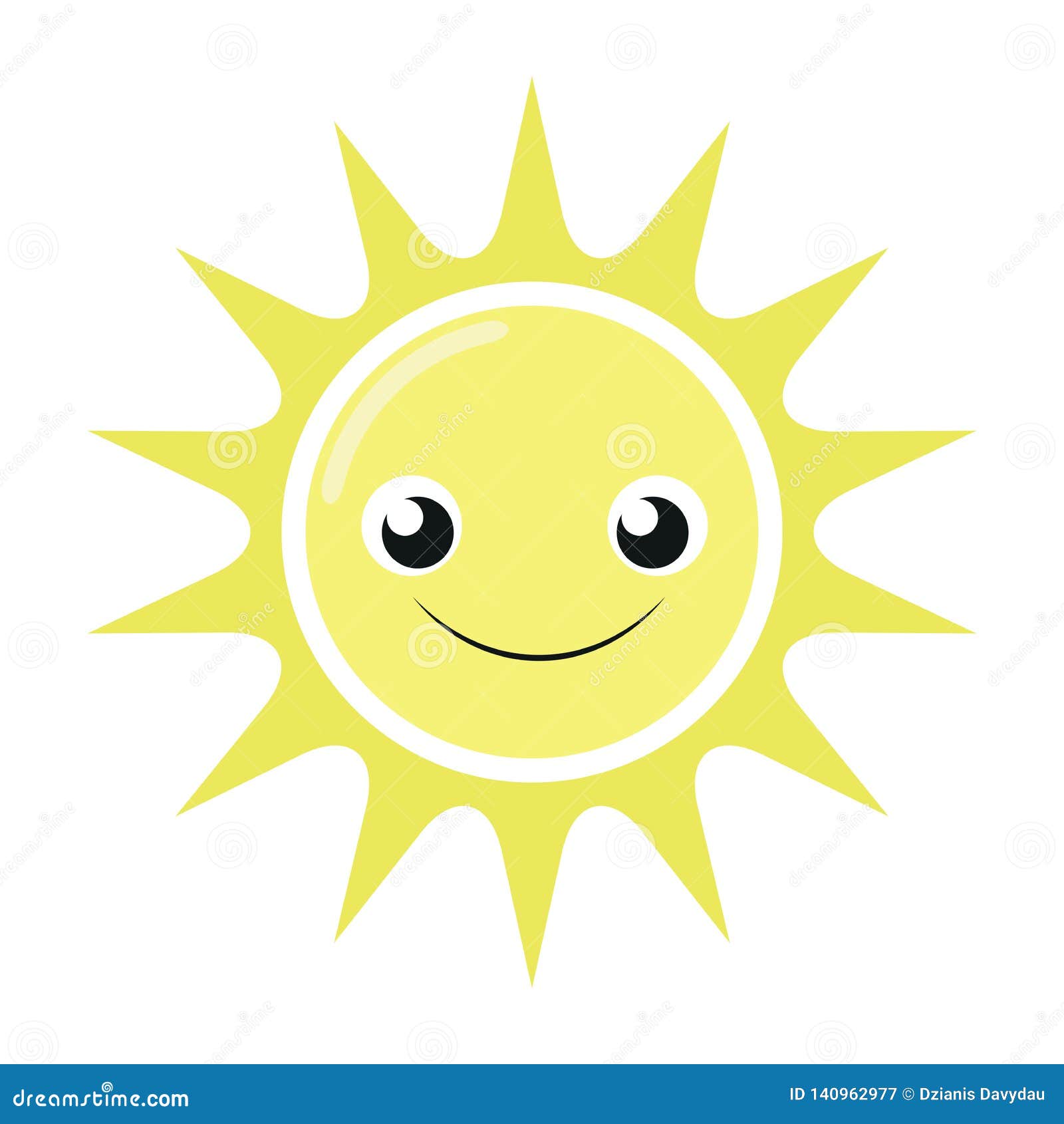 Cute sun icon stock vector. Illustration of positive - 140962977