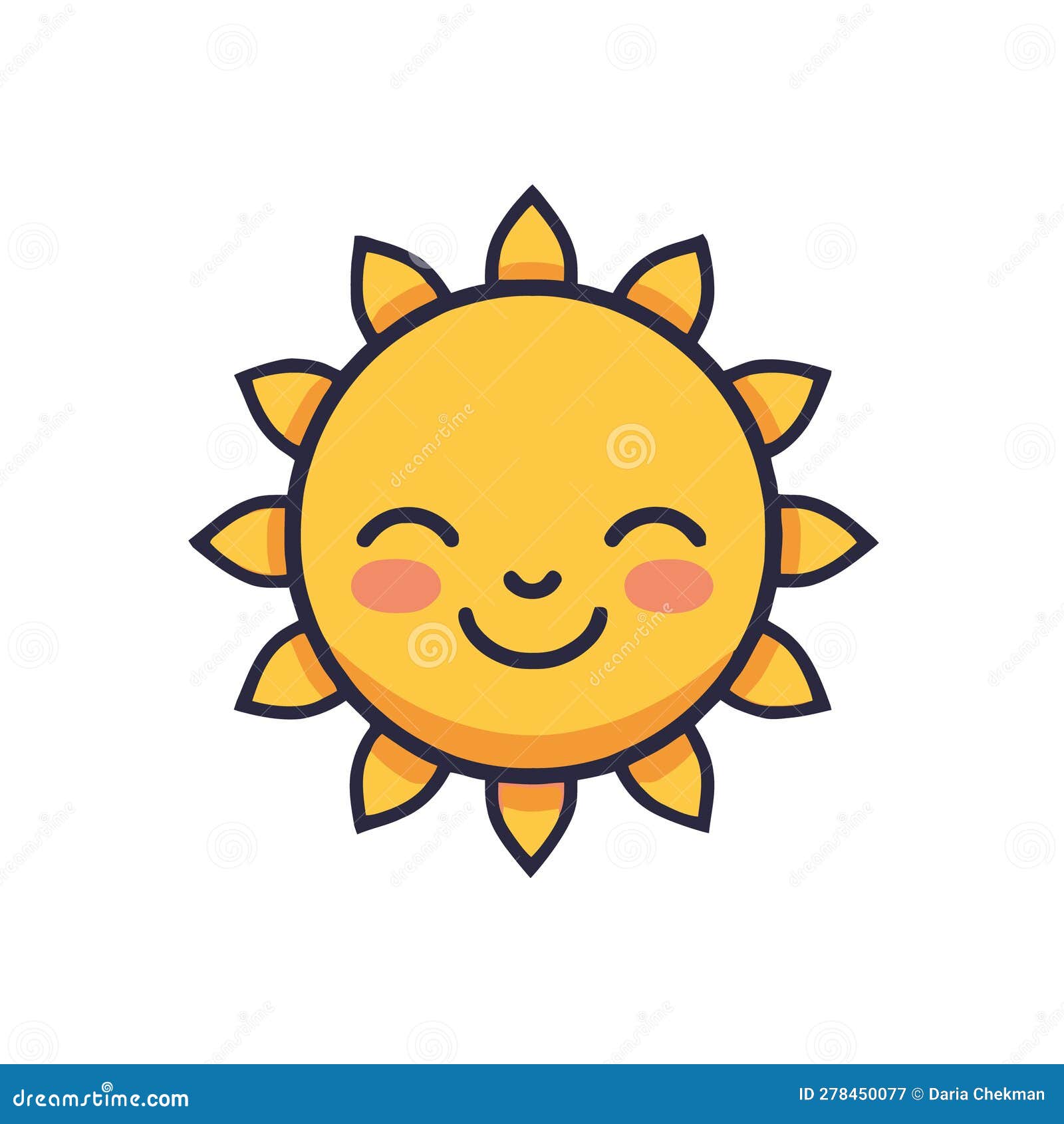 Cute Sun Icon on a White Background. Flat Style Stock Vector ...