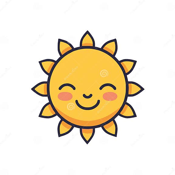 Cute Sun Icon on a White Background. Flat Style Stock Vector ...