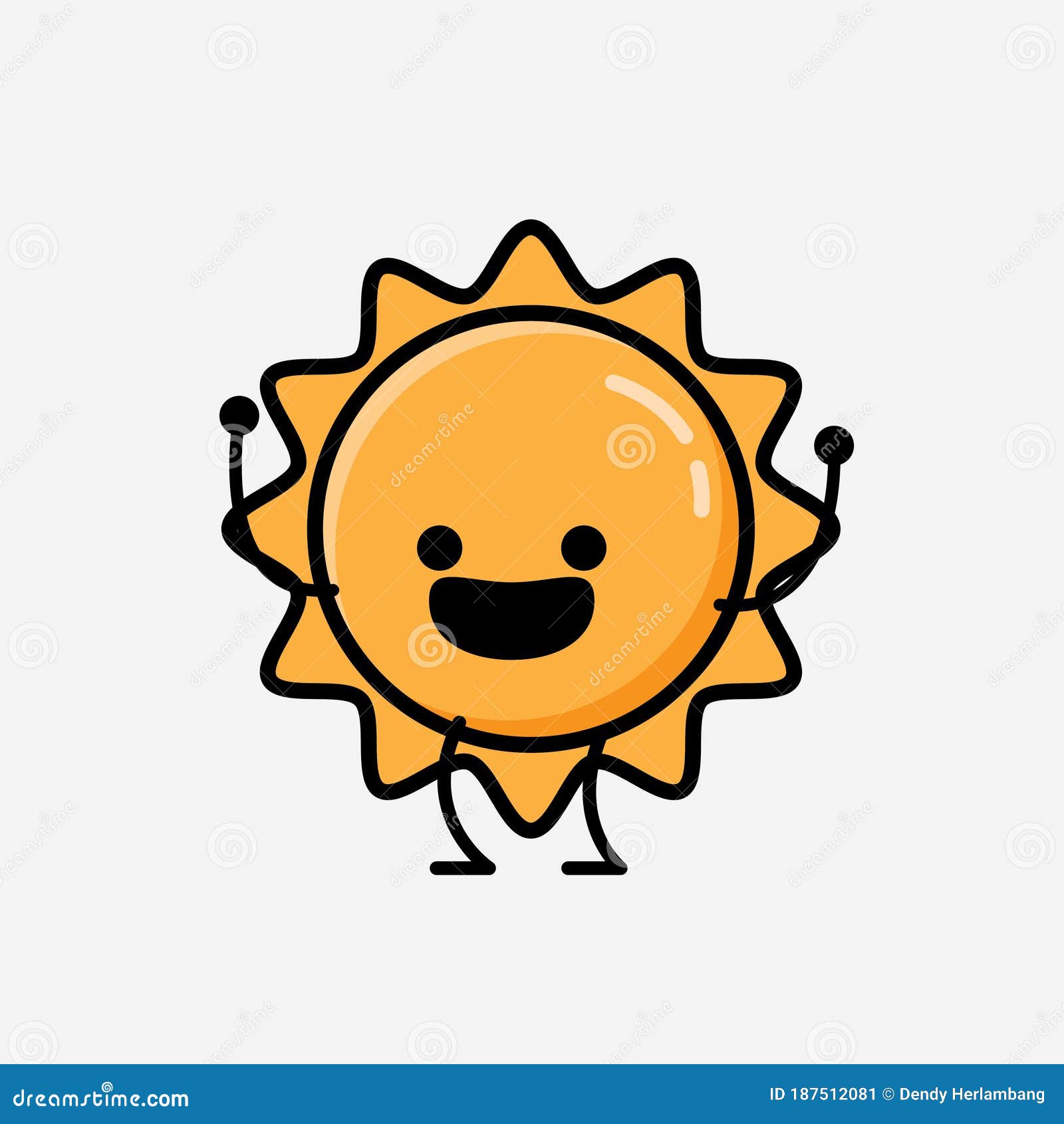 Cute Sun Mascot Vector Character in Flat Design Style Stock ...