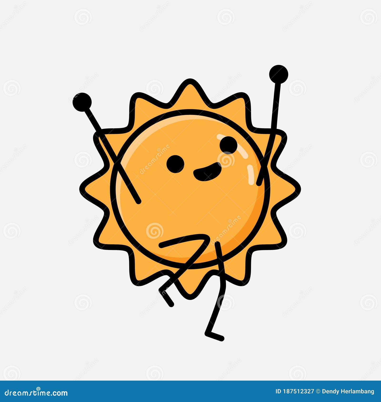 Cute Sun Mascot Vector Character in Flat Design Style Stock Vector ...