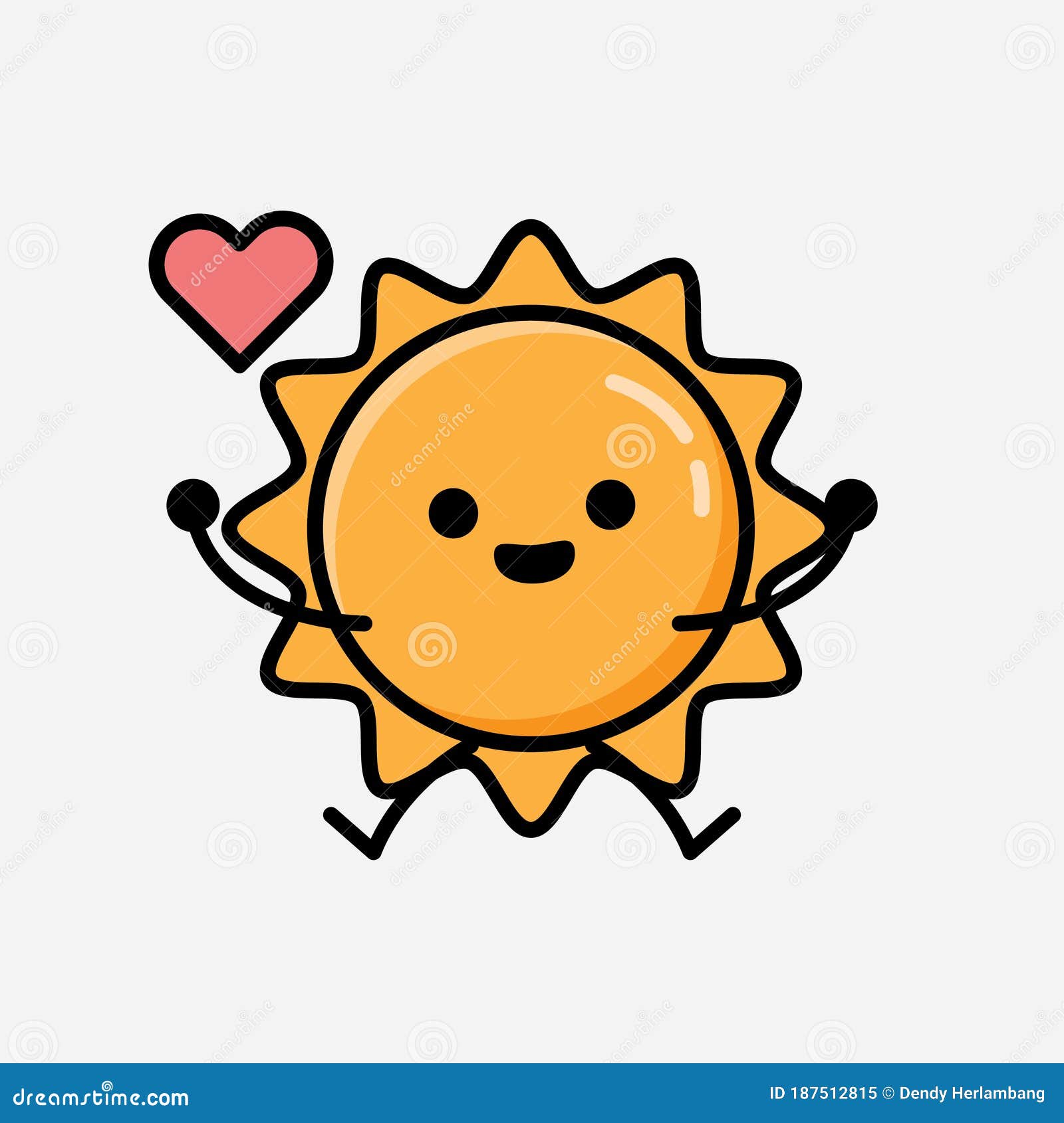 Cute Sun Mascot Vector Character in Flat Design Style Stock Vector ...