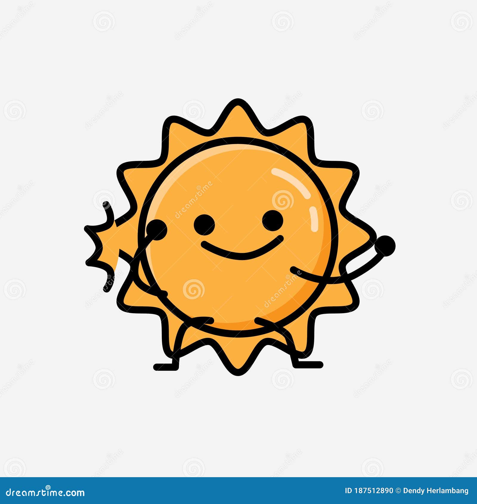Cute Sun Mascot Vector Character in Flat Design Style Stock Vector ...