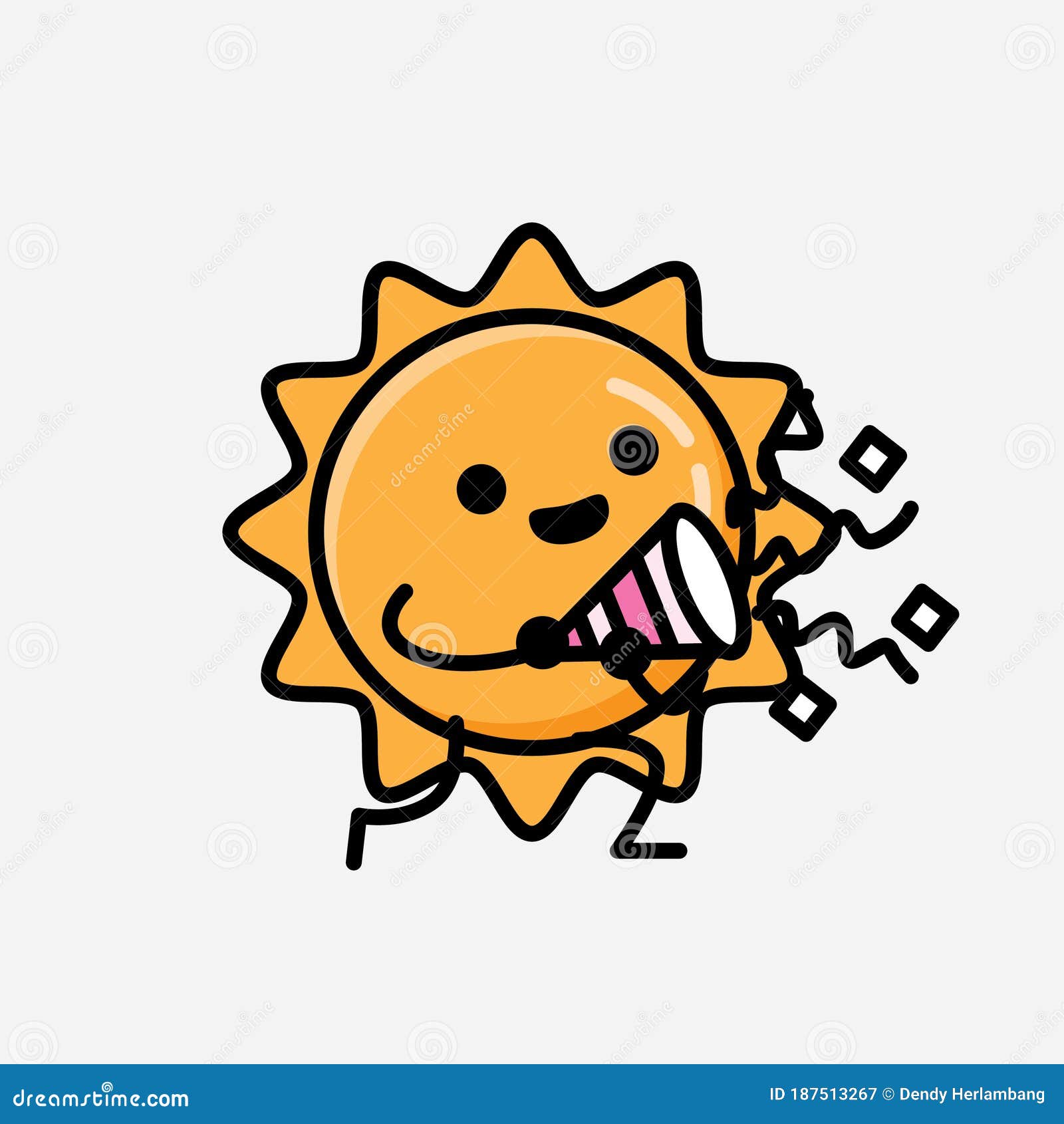 Cute Sun Mascot Vector Character in Flat Design Style Stock Vector ...