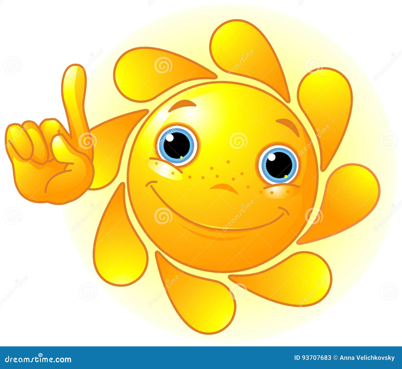 Cute Sun Pointing Up stock vector. Illustration of artwork - 93707683