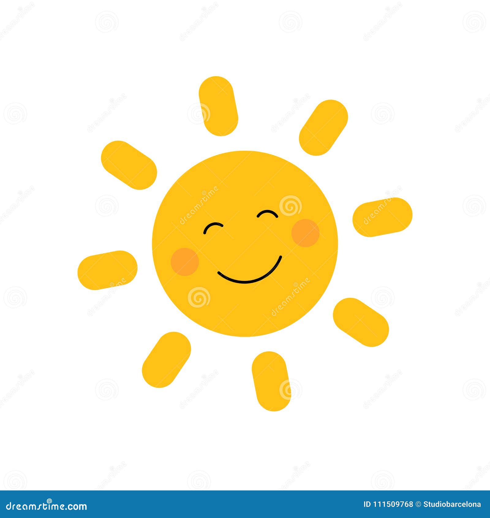 Cute sun with smile stock vector. Illustration of sunshine - 111509768