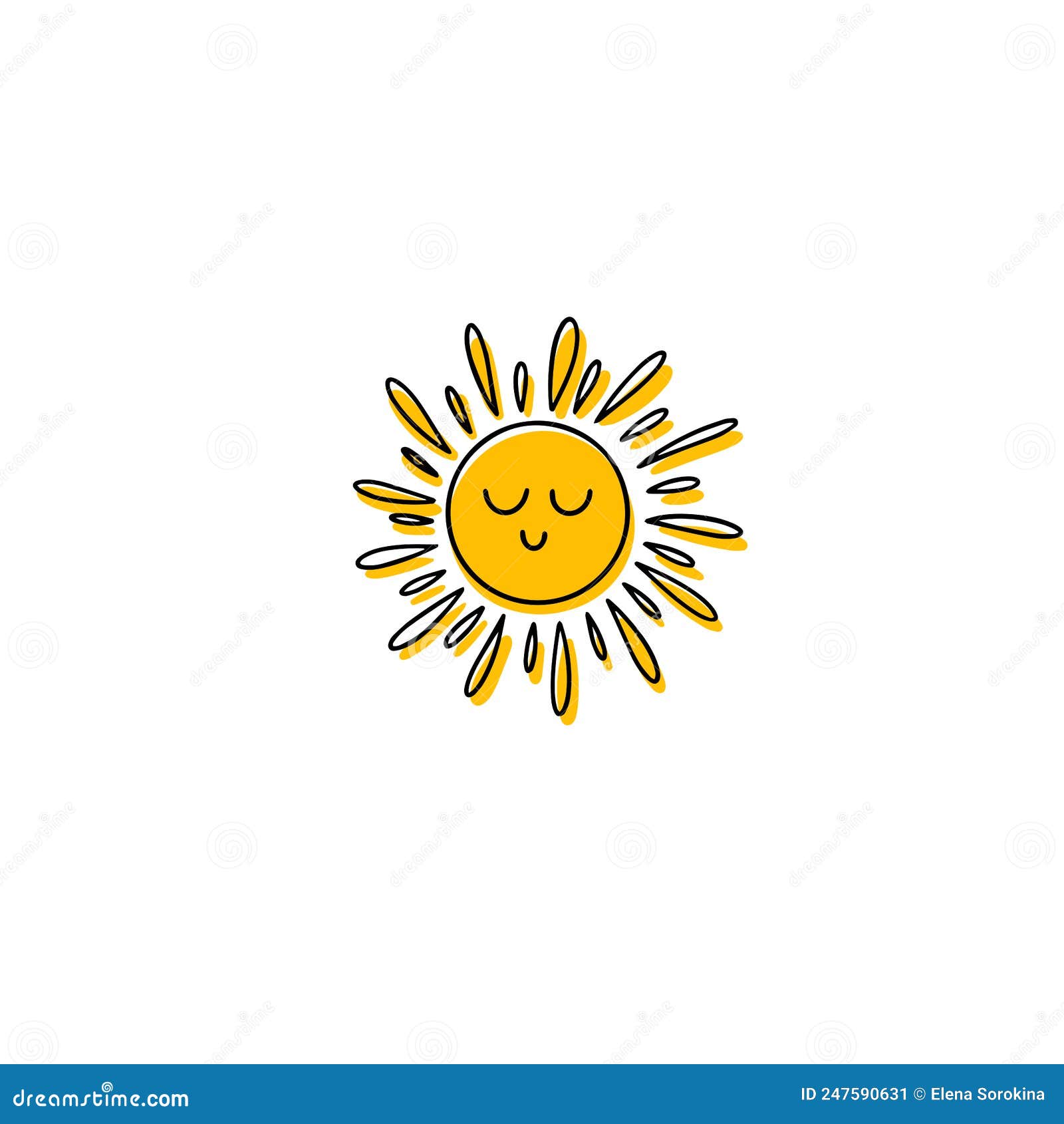 Cute Sun with Smile. Vector Illustration Stock Vector - Illustration of ...