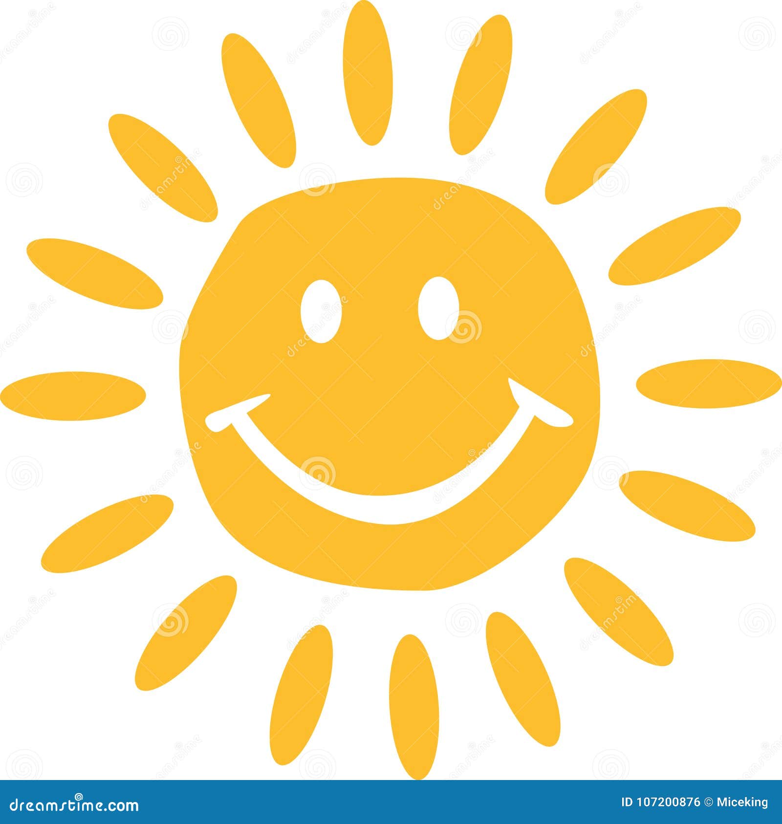 Cute sun with smiling face stock vector. Illustration of sunshine - 107200876