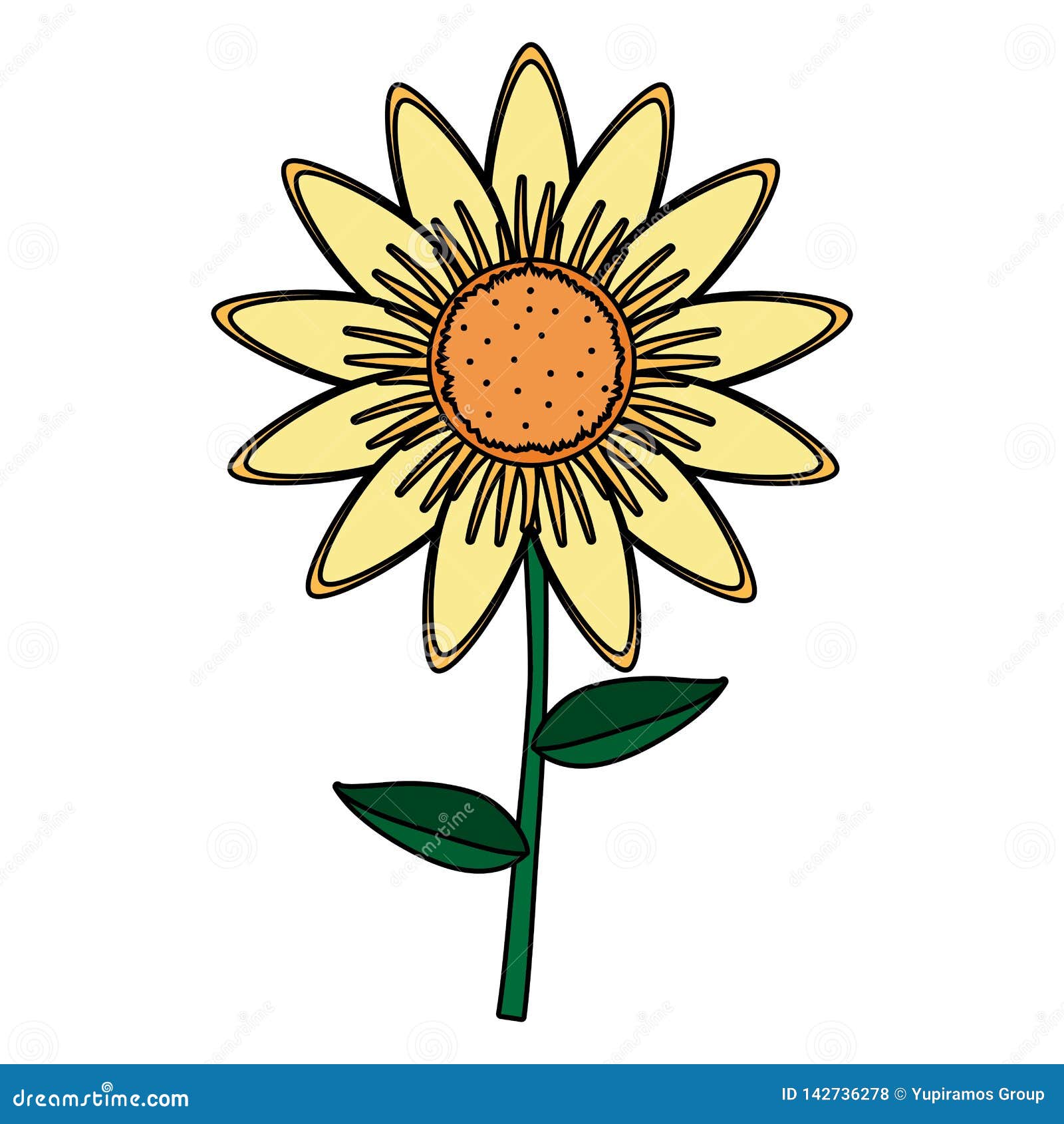 Cute sunflower cartoon stock vector. Illustration of bloom - 142736278