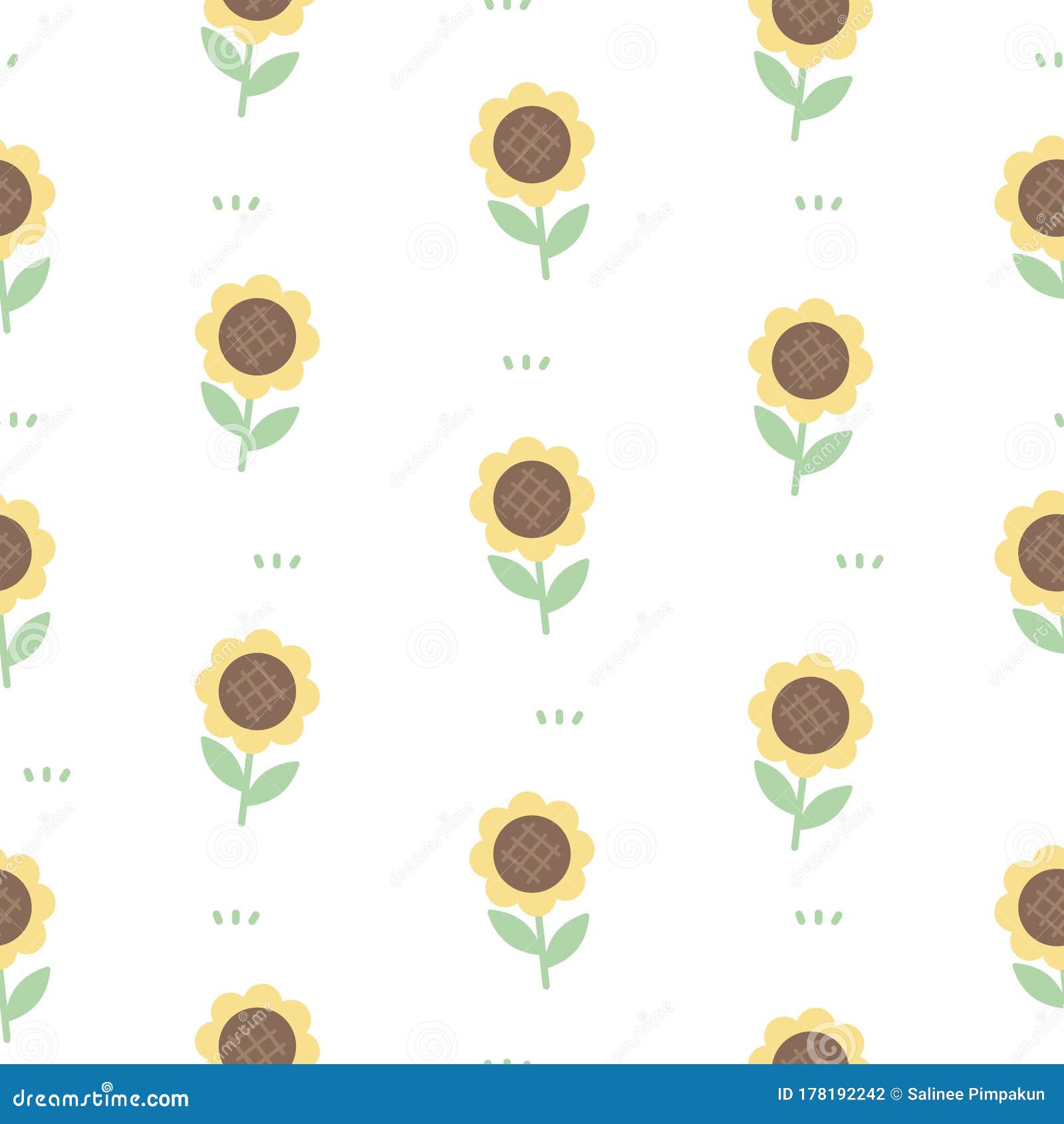 Cute Sunflowers Seamless Pattern Background Stock Illustration ...