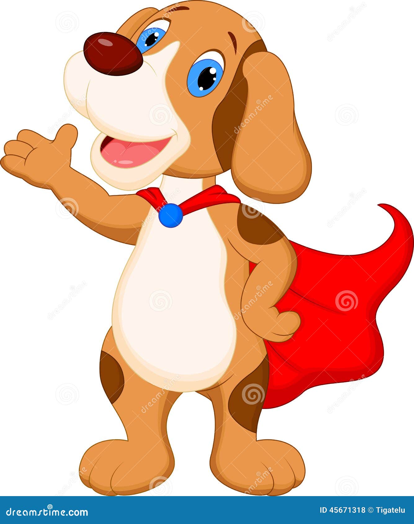 Cute Super Dog Cartoon Presenting Stock Vector - Illustration of animal ...