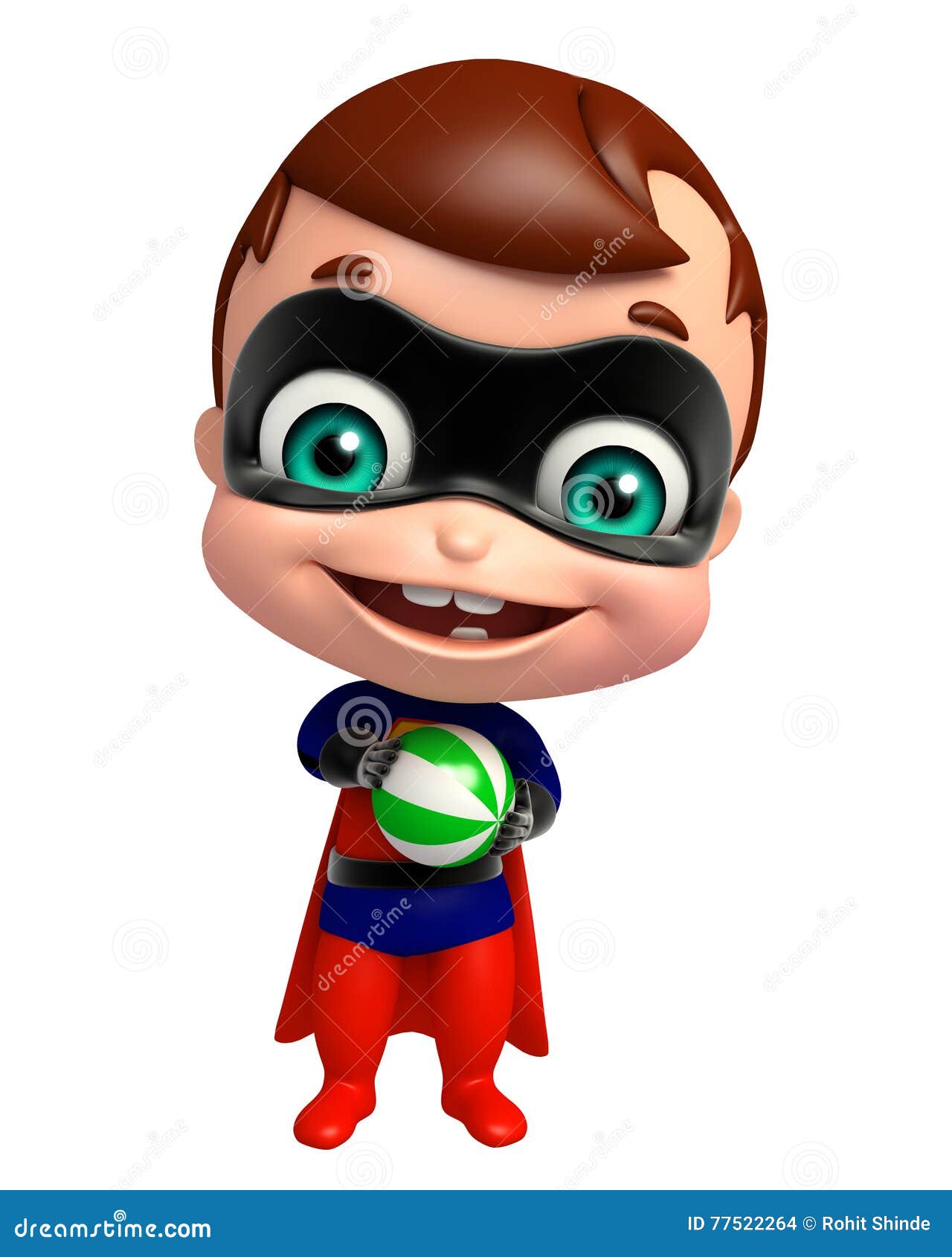Cute Superbaby with Big Ball Stock Illustration - Illustration of ball ...
