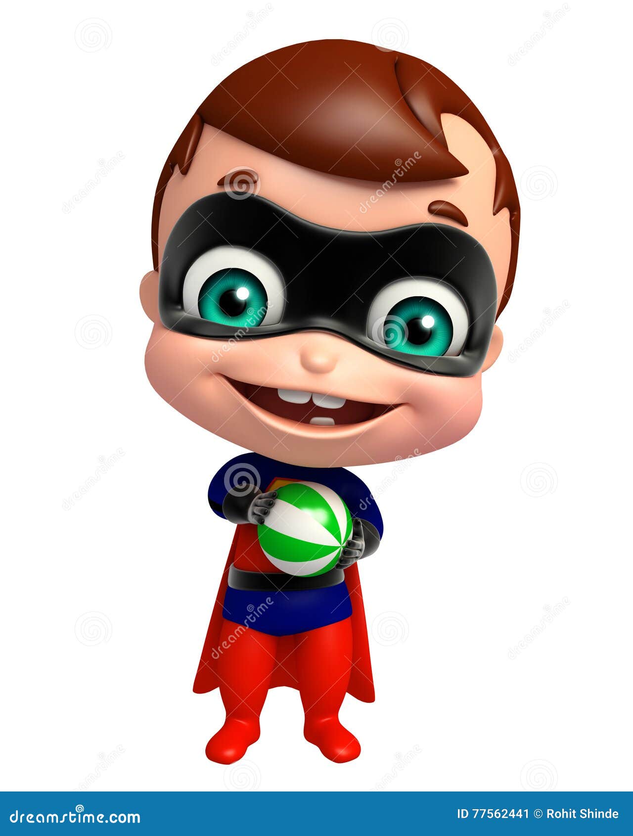 Cute Superbaby with Big Ball Stock Illustration - Illustration of brave ...