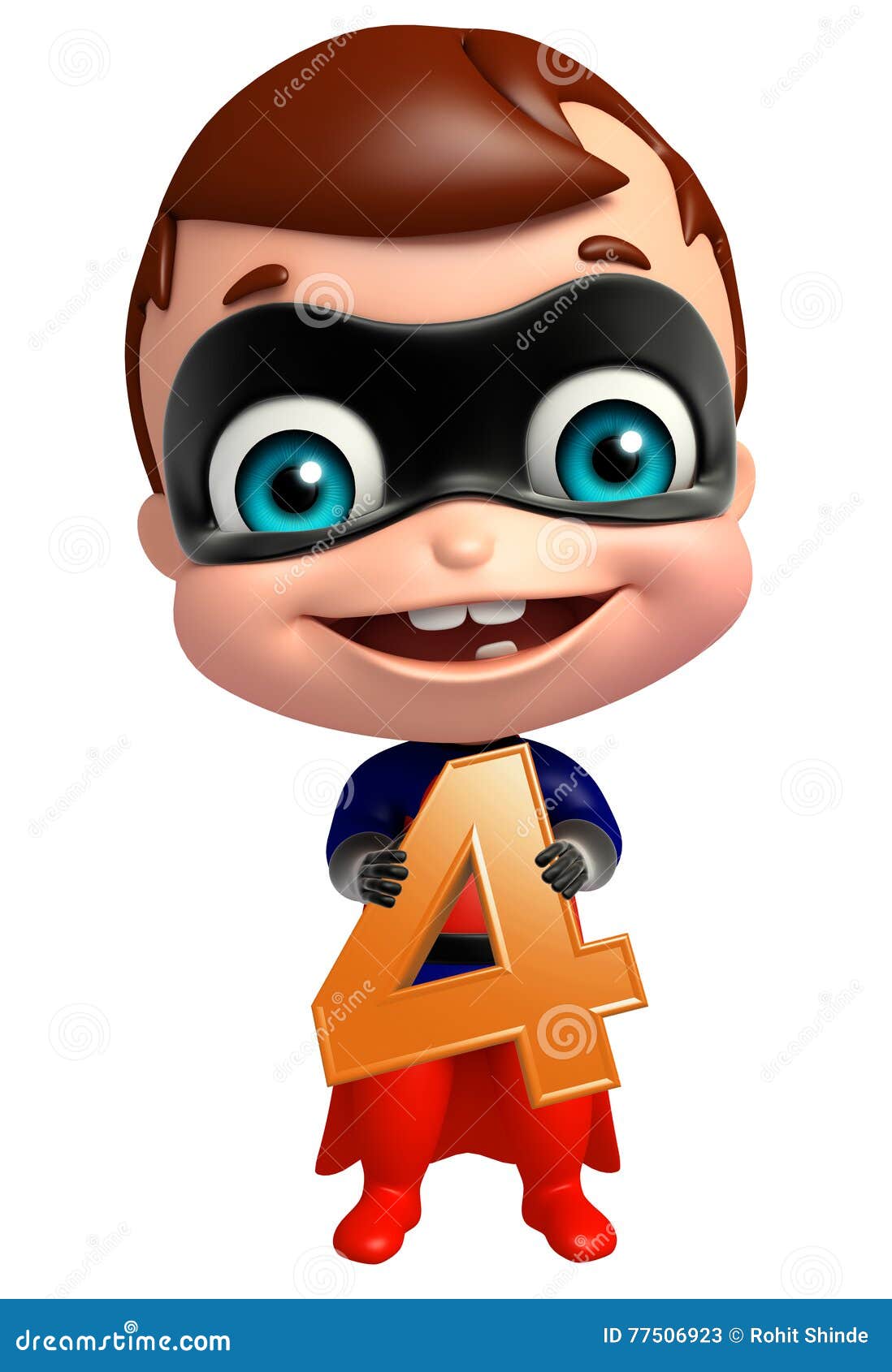 Cute Superbaby with 4 Digit Stock Illustration - Illustration of super ...