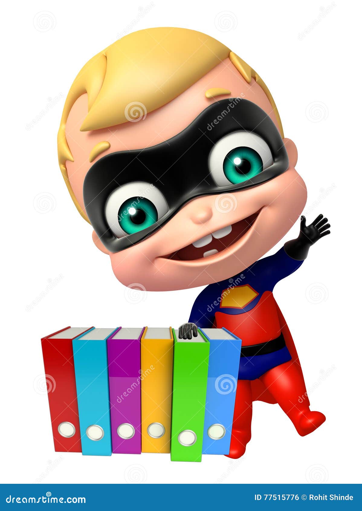 Cute superbaby with Files stock illustration. Illustration of superbaby ...