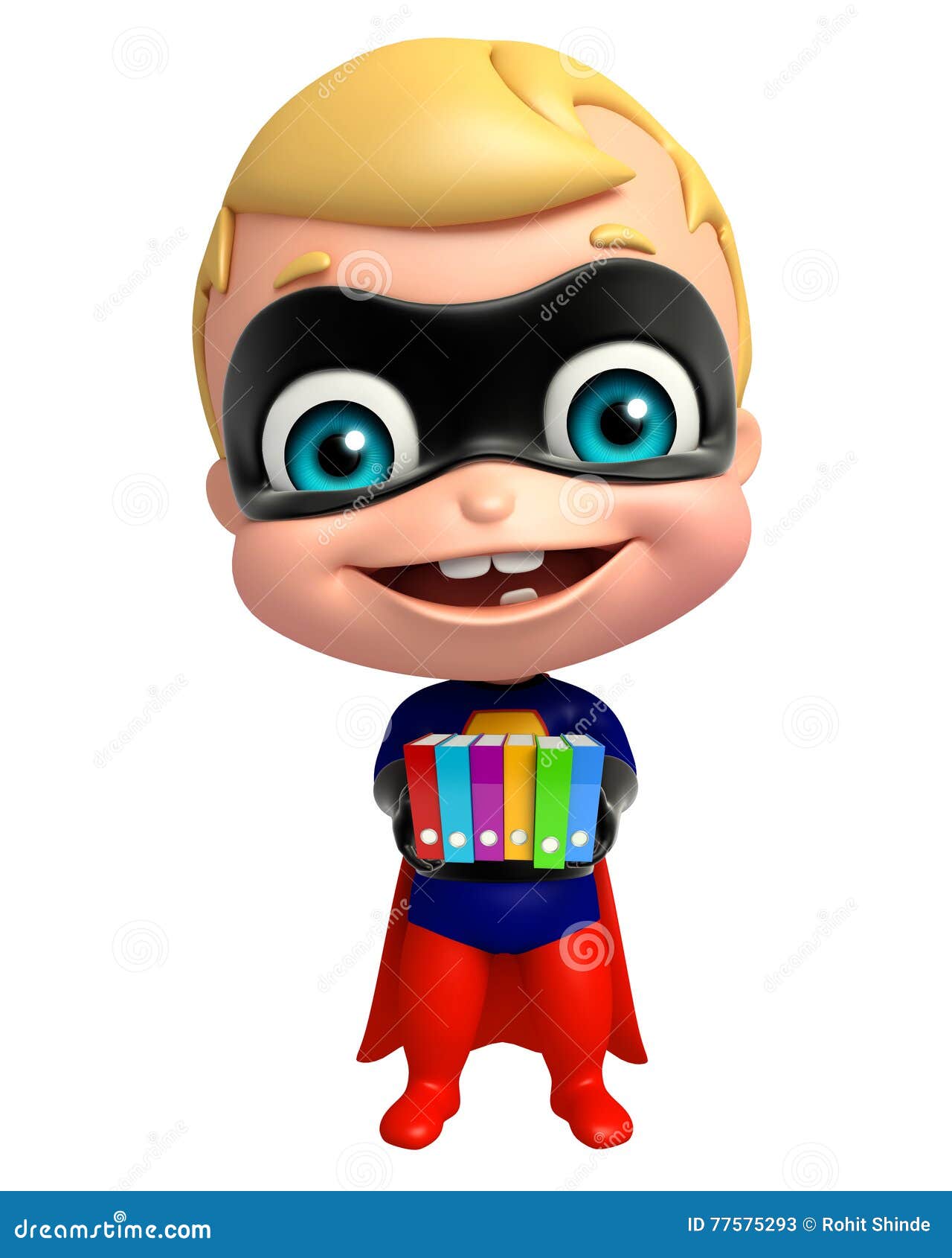 Cute superbaby with Files stock illustration. Illustration of human ...