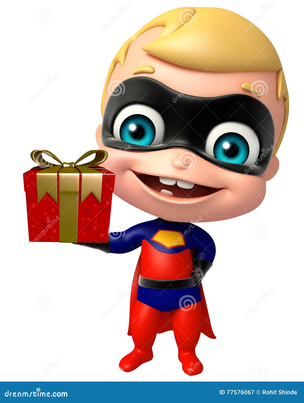 Cute Superbaby with Gift Box Stock Illustration - Illustration of ...