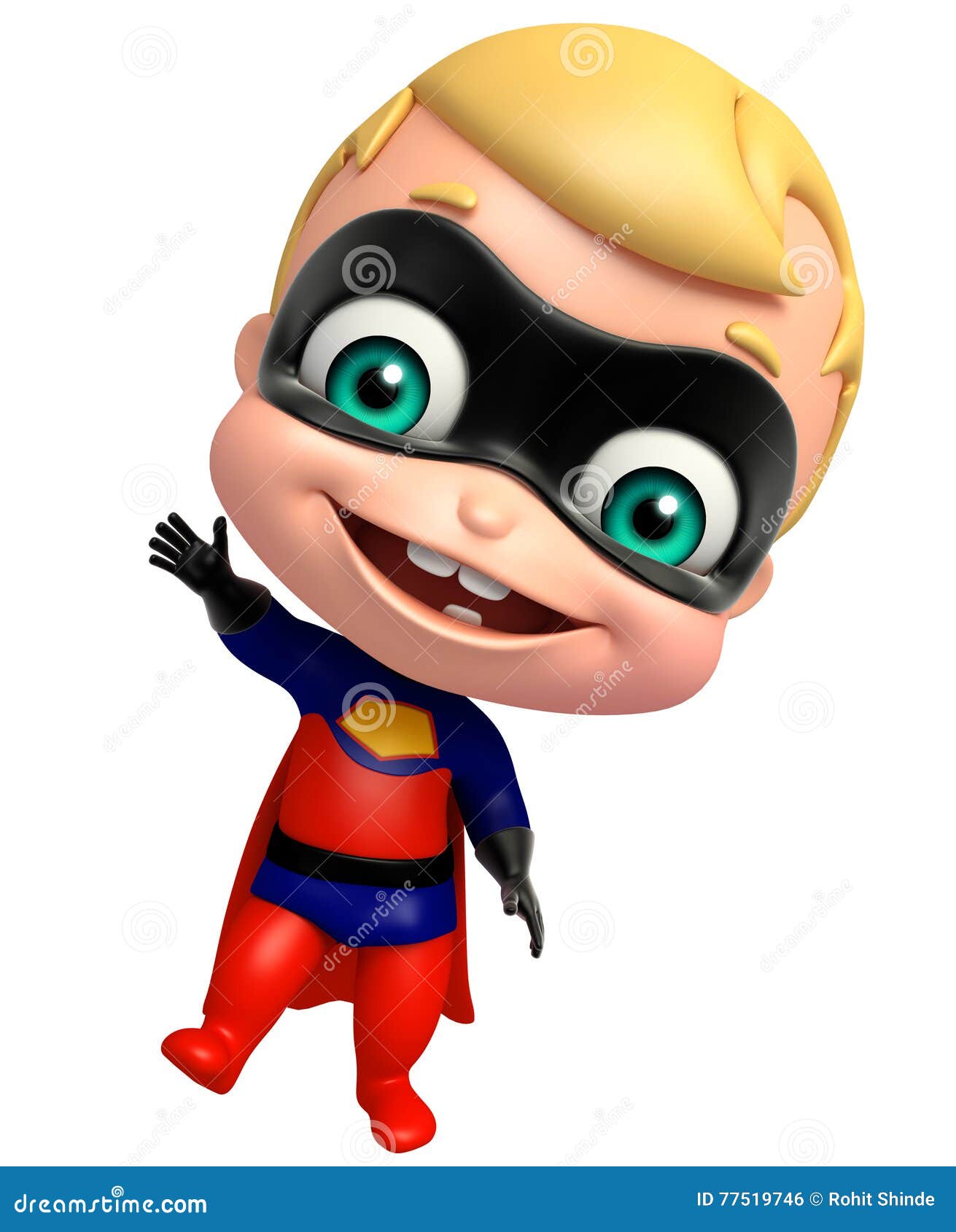Cute Superbaby with Happy Pose Stock Illustration - Illustration of ...