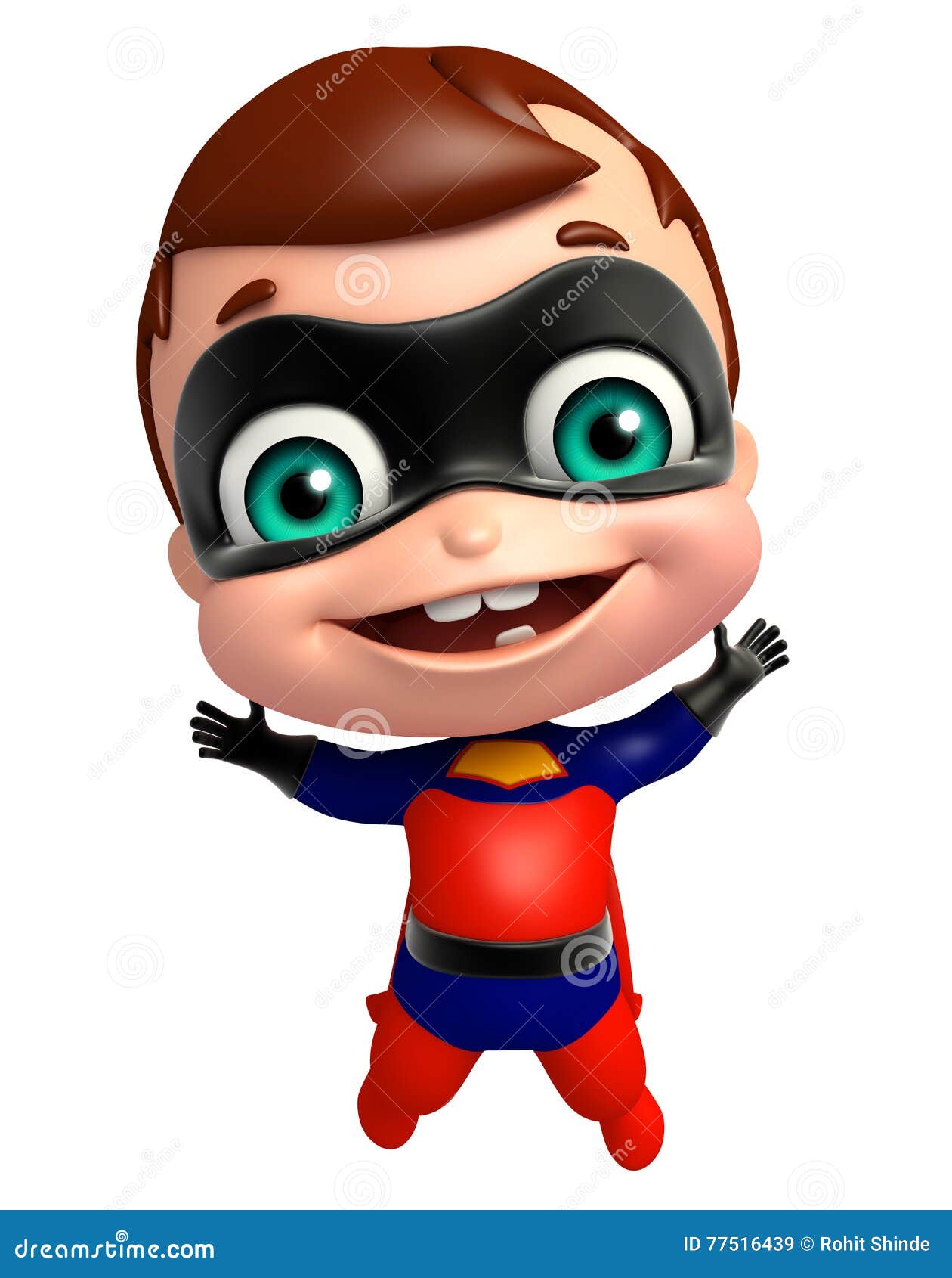 Cute Superbaby with Jumping Pose Stock Illustration - Illustration of ...