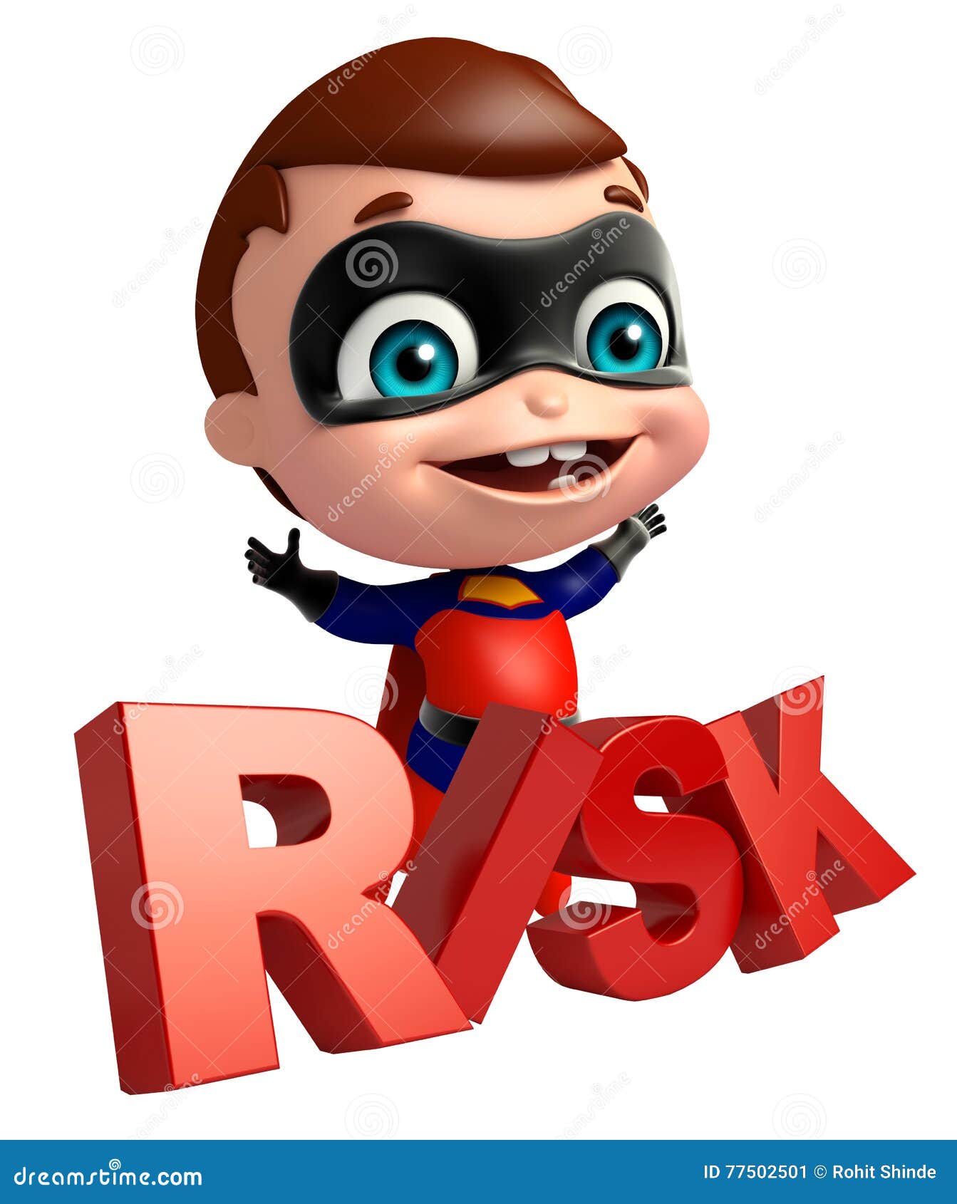 Cute Superbaby with Risk Sign Stock Illustration - Illustration of ...