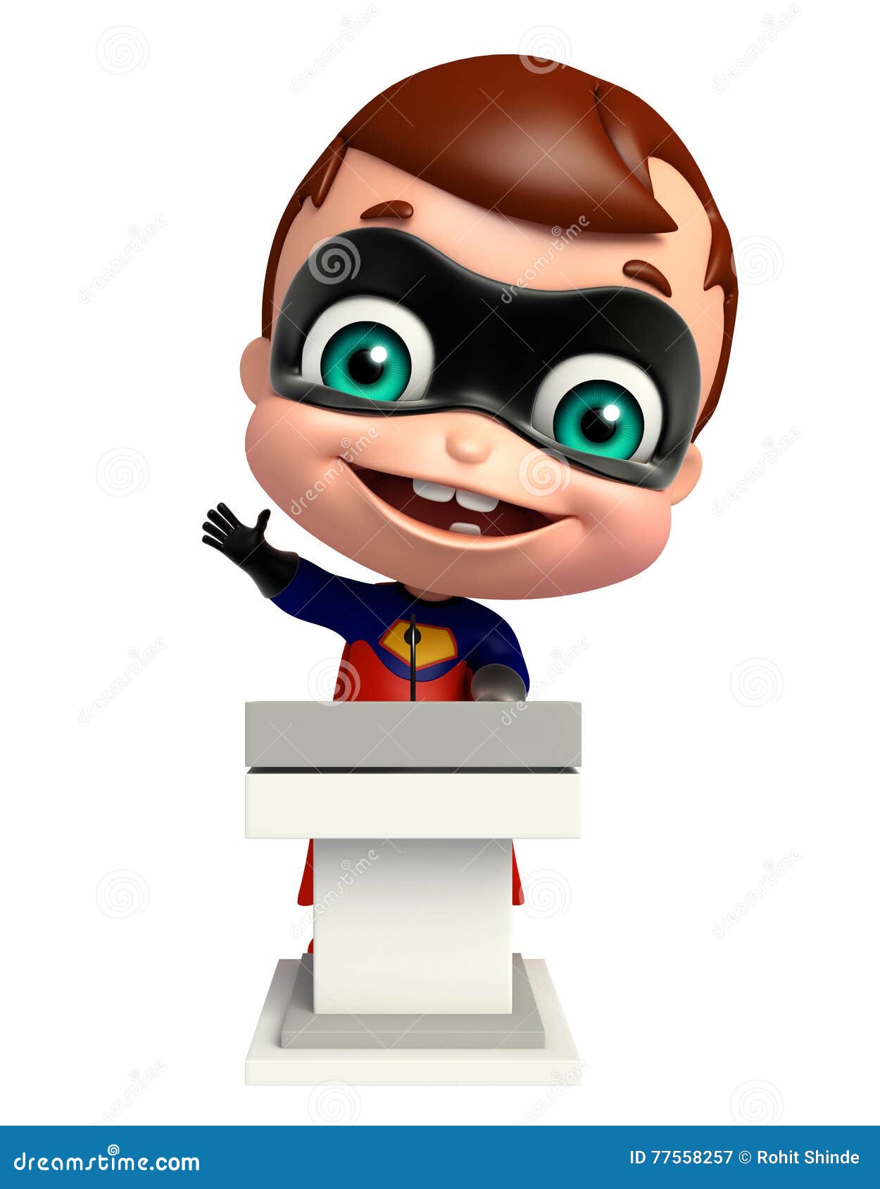 Cute Superbaby With Thumbs Up Pose Sitting On Table Royalty-Free ...
