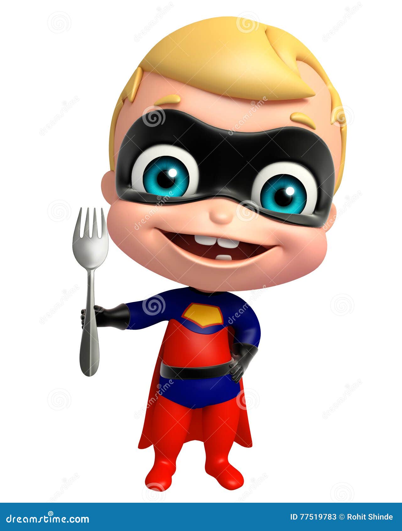 Cute superbaby with Spoon stock illustration. Illustration of tough ...
