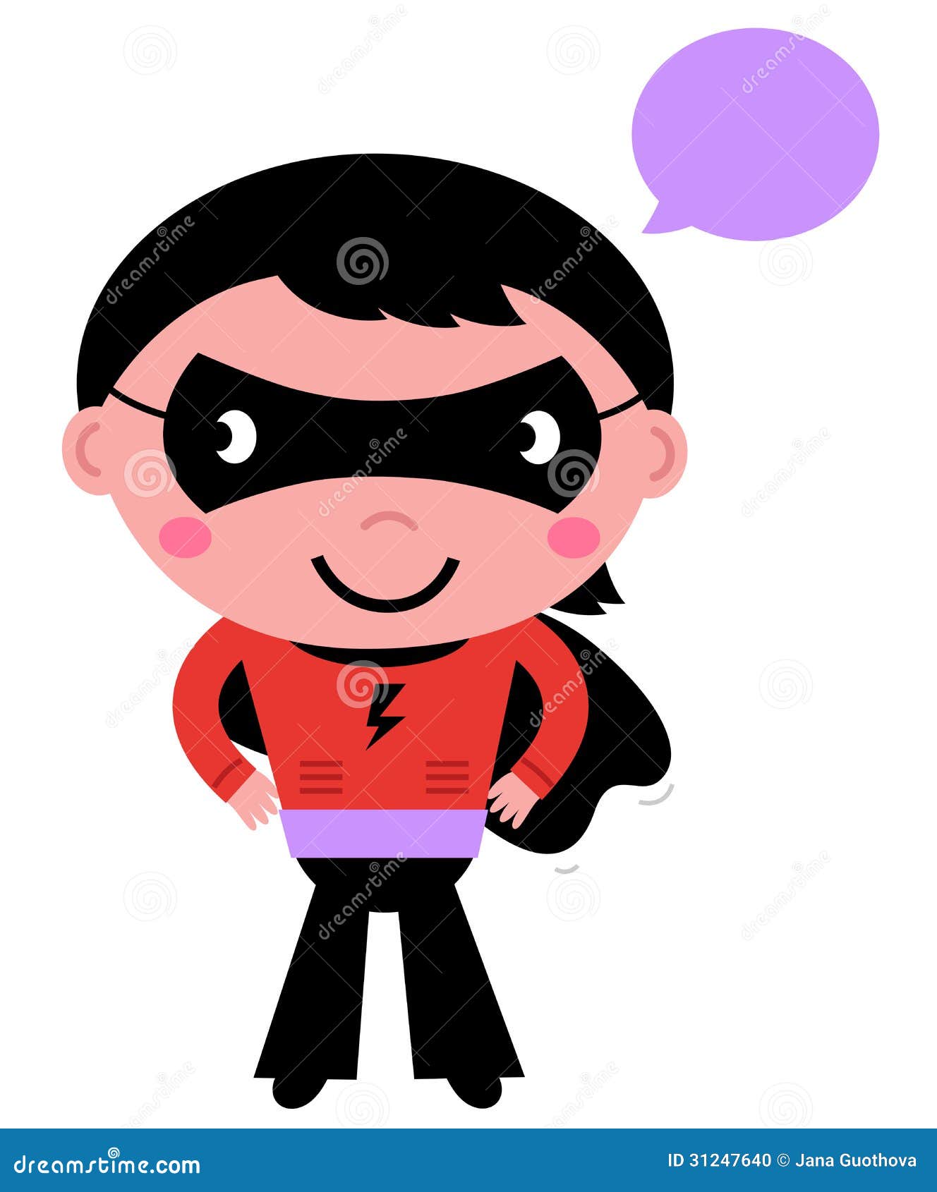 Cute Superhero Boy with Speech Bubble Stock Vector - Illustration of ...