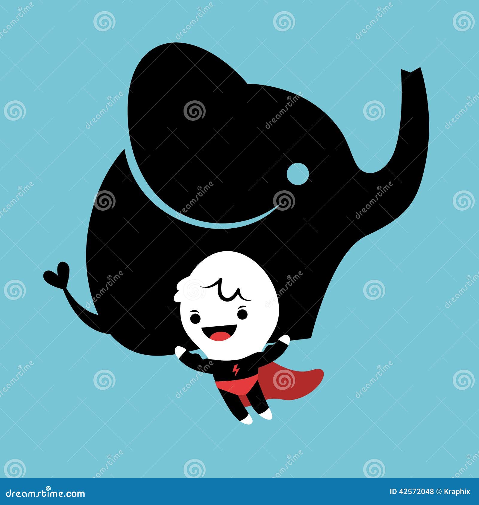 Cute Superhero Cartoon Figure Lifting an Elephant Stock Vector ...