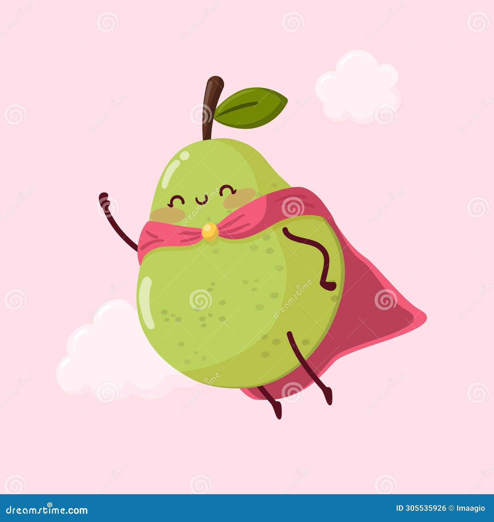 Cute Superhero Pear Fruit Flying in the Sky Stock Vector - Illustration ...