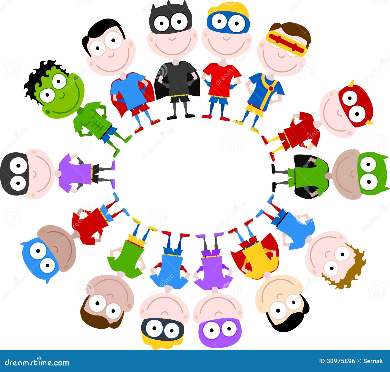 Cute Superheroes Circle Vector Illustration | CartoonDealer.com #30975896