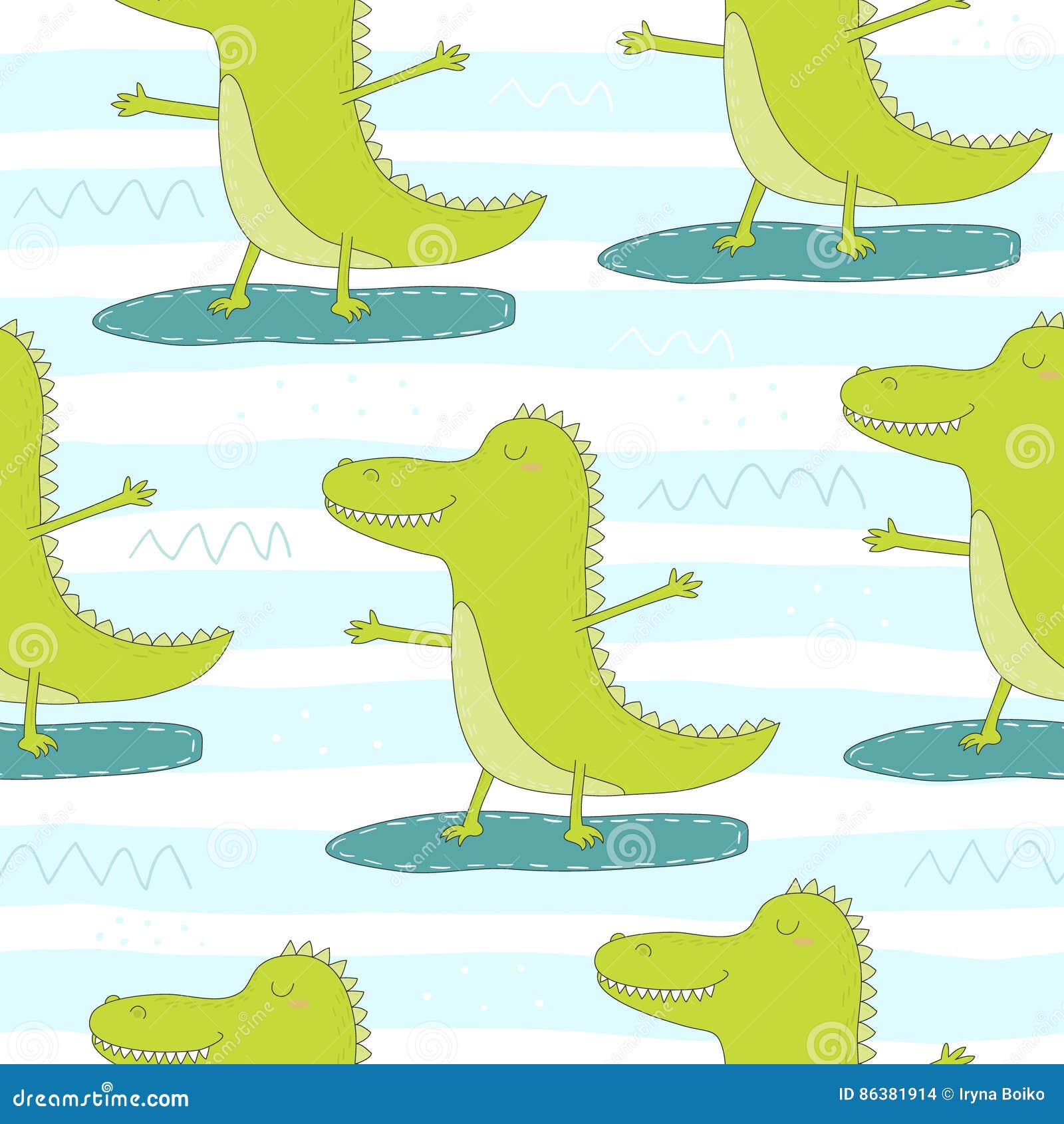 Cute Surf Crocodile Afloat Vector Illustration Stock Vector ...