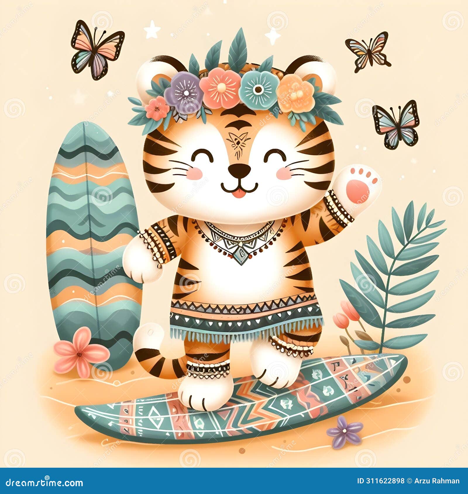 Cute Surfing Boy Cartoon Vector Illustratio | CartoonDealer.com #233036322