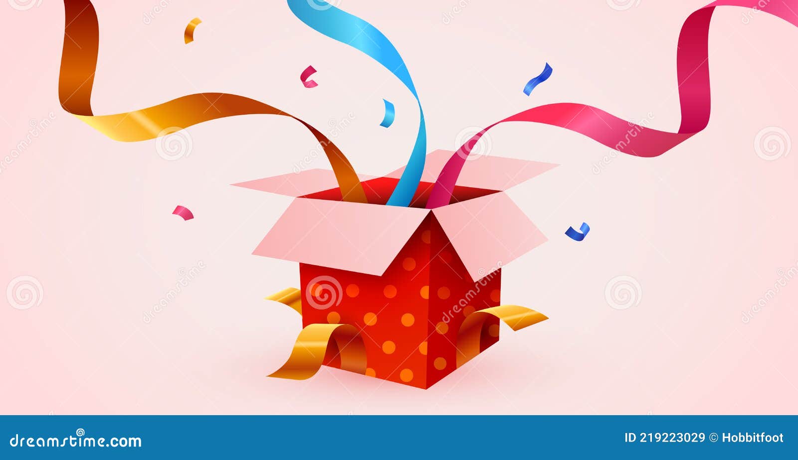 Cute Surprise Gift Box with Falling Confetti. Present Box As Prize ...