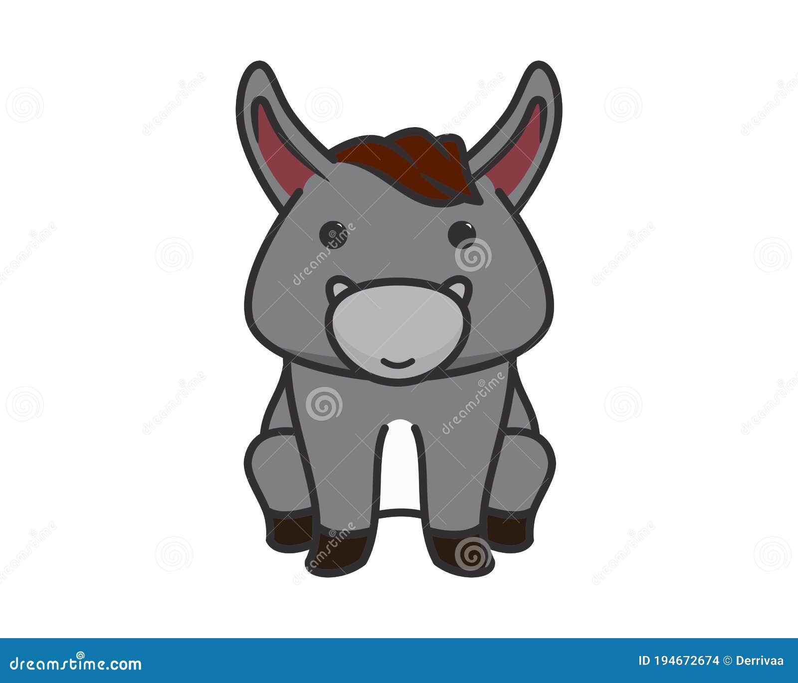 Cute and Sweet Donkey Illustration Stock Vector - Illustration of grey ...